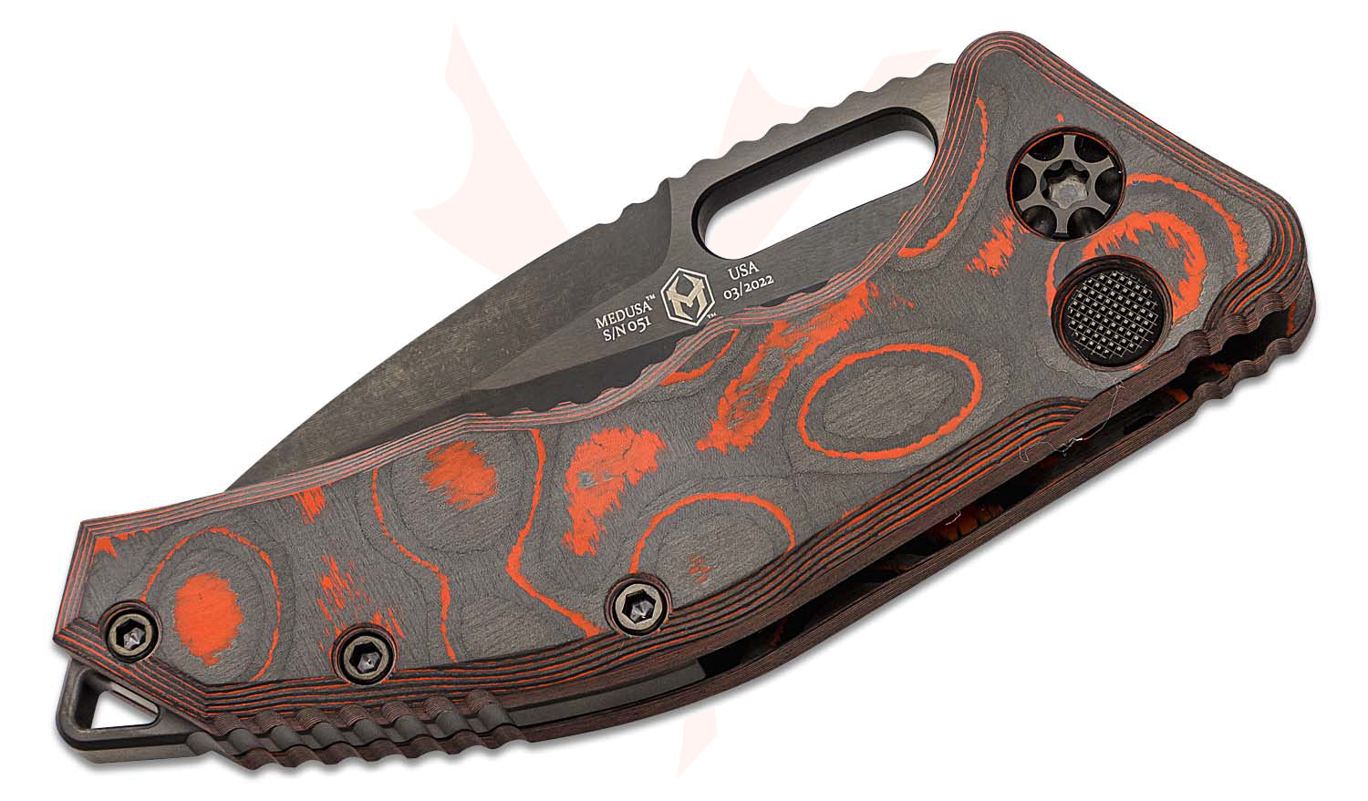 Heretic Knives Medusa AUTO Folding Knife 3.05" Elmax Black DLC Tanto ...