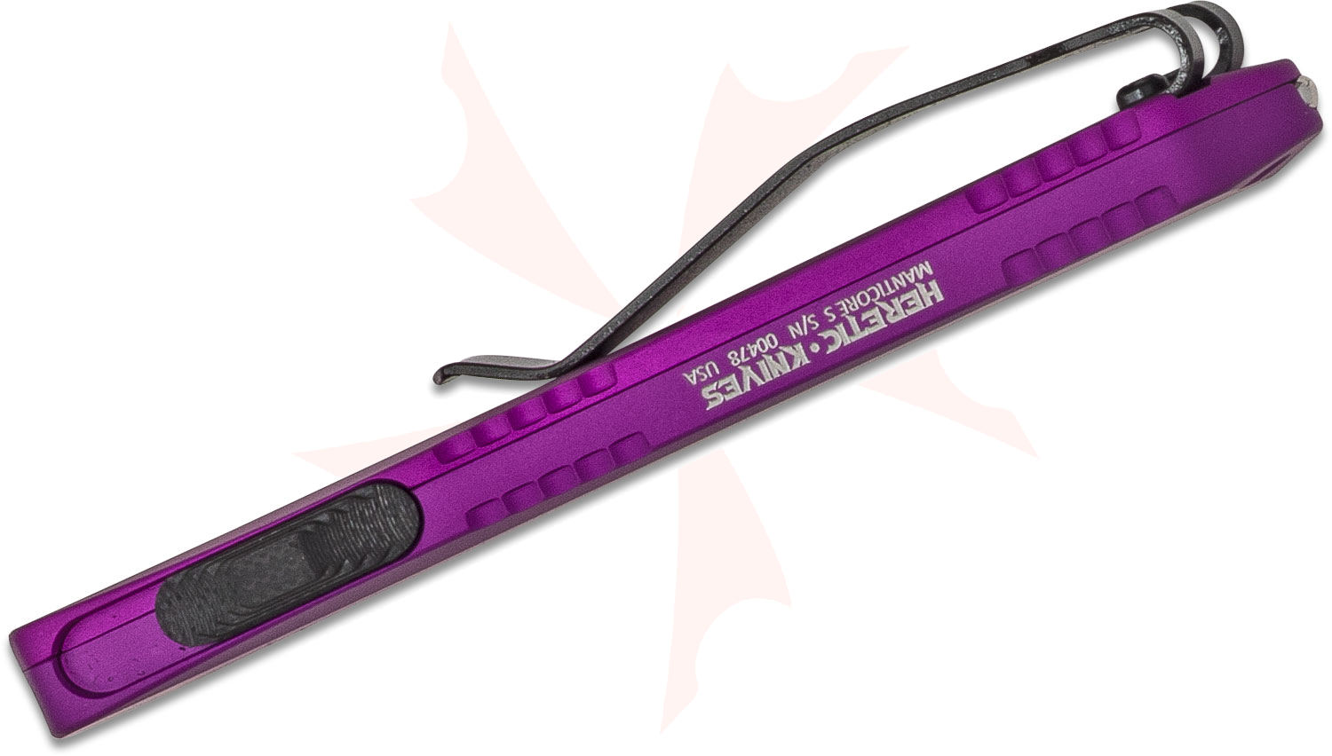 Heretic Knives Manticore S OTF AUTO Knife 2.55" S35VN Black Tanto Blade, Purple Aluminum Handles ...