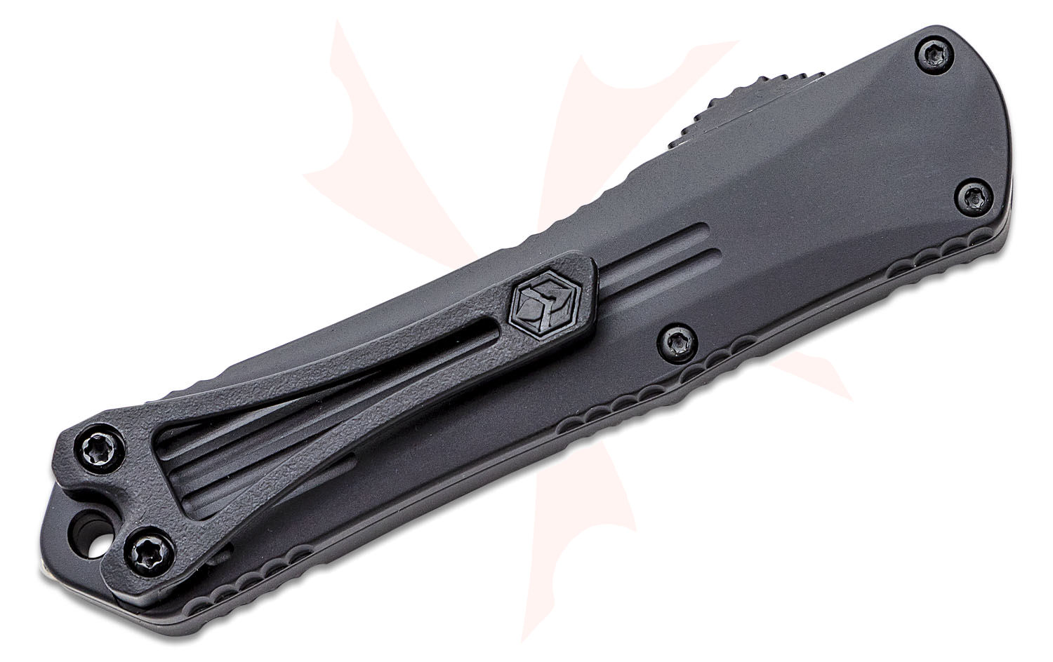 Heretic Knives Manticore S OTF AUTO Knife 2.55" Elmax Black DLC Two-Tone Recurve Blade, Black ...