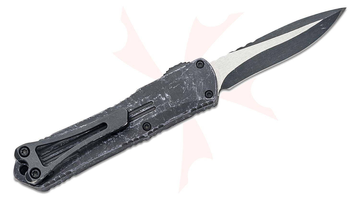 Heretic Knives Manticore S OTF AUTO Knife 2.55" CPM-MagnaCut Black Two-Tone Battleworn Recurve ...