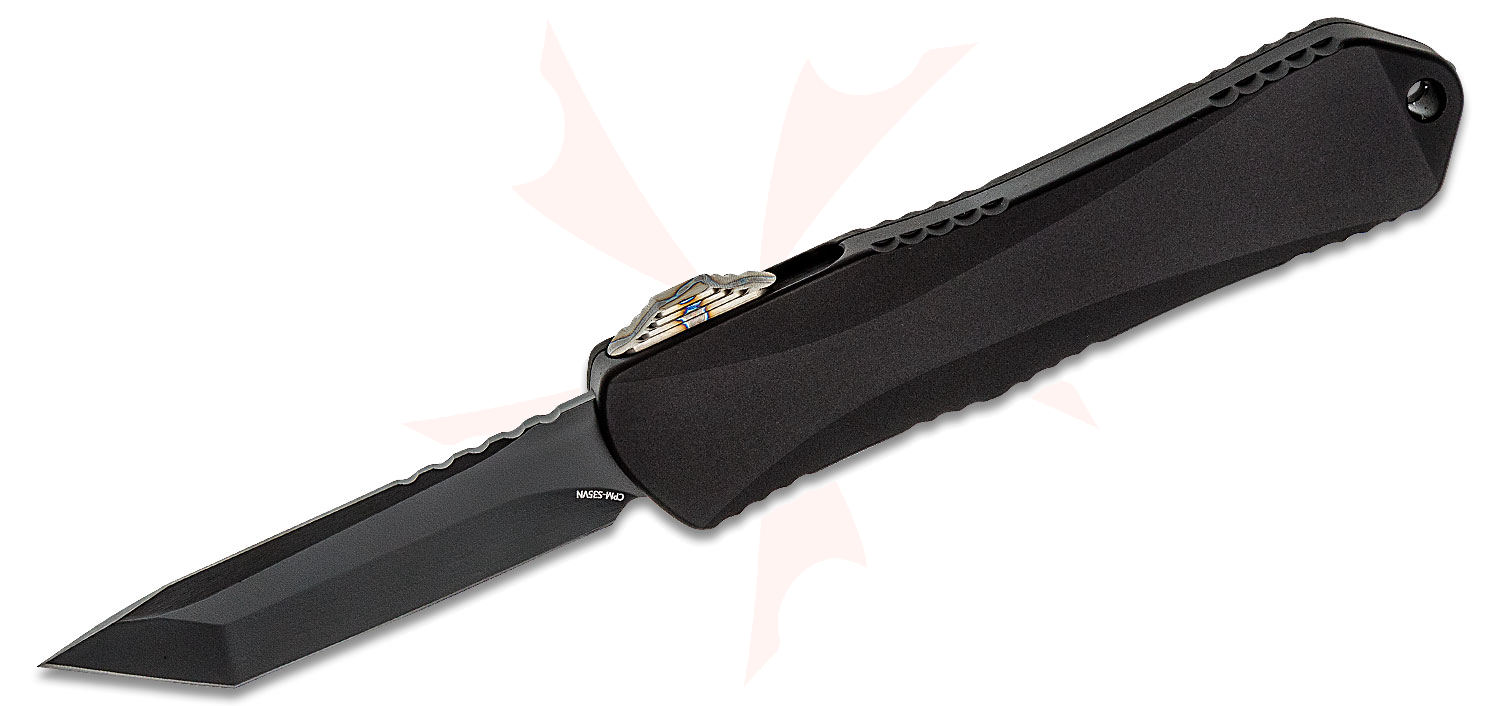Heretic Knives Manticore E OTF AUTO Knife 3.05" S35VN Black DLC Tanto Blade, Black Aluminum and ...