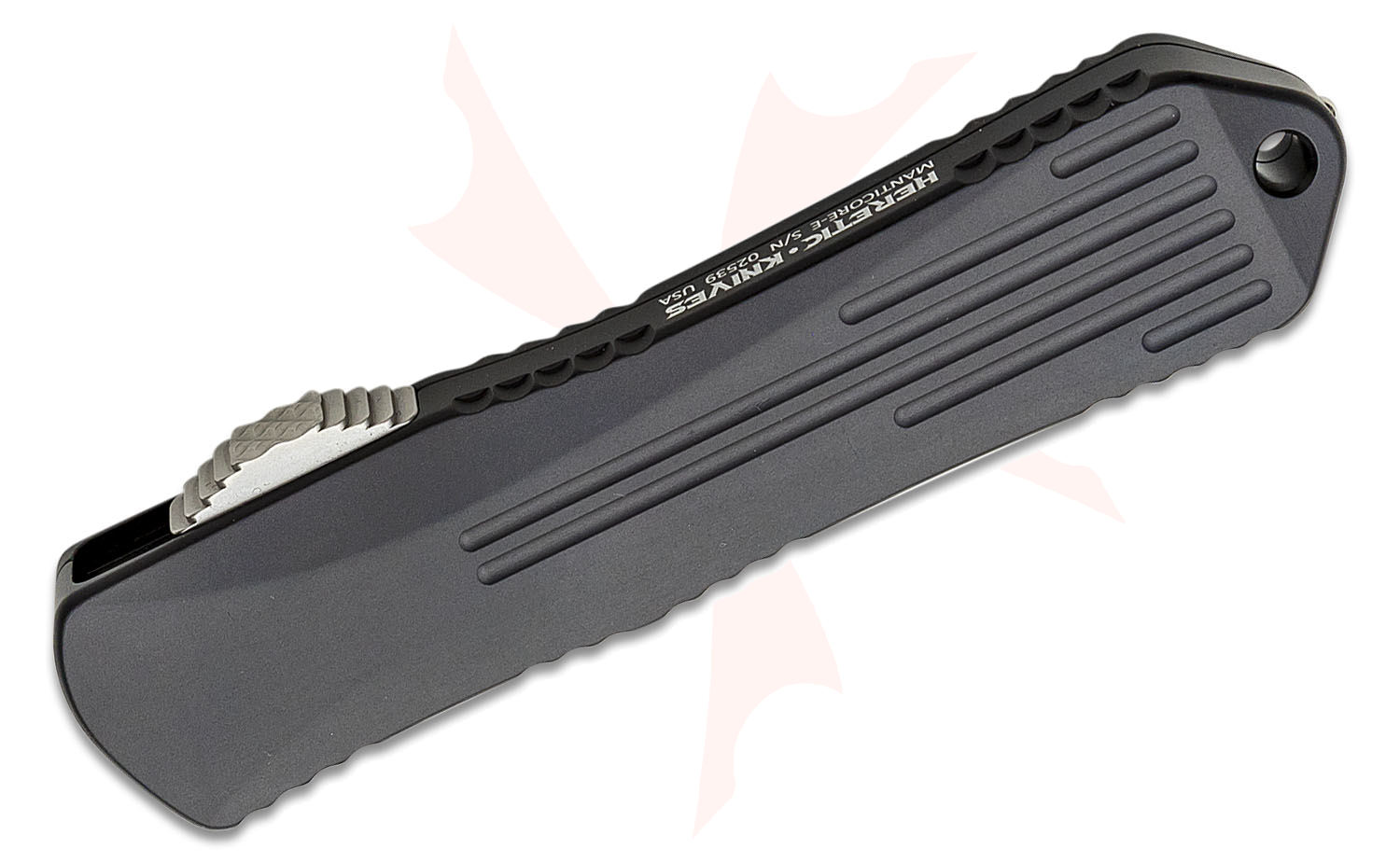 Heretic Knives Manticore E OTF AUTO Knife 3.05" CPM-MagnaCut Stonewashed Recurve Blade, Black ...