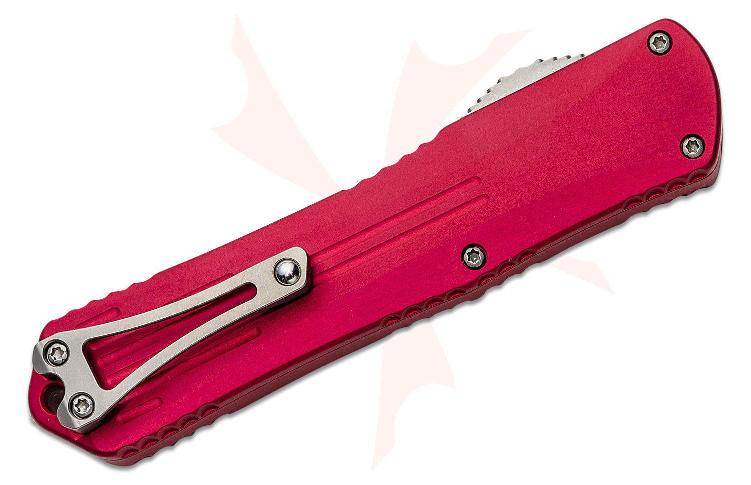 Heretic Knives Manticore X OTF AUTO 3.7" Elmax Stonewashed Bowie Blade, Red Aluminum Handles ...