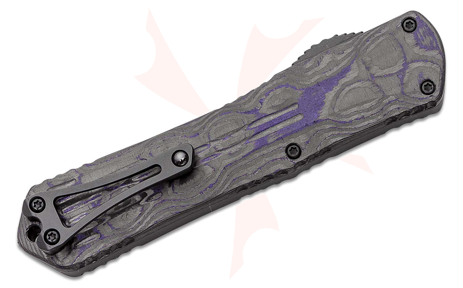 Heretic Knives Manticore X OTF AUTO 3.7" Elmax Black DLC Recurve Blade, Black Aluminum Handle ...