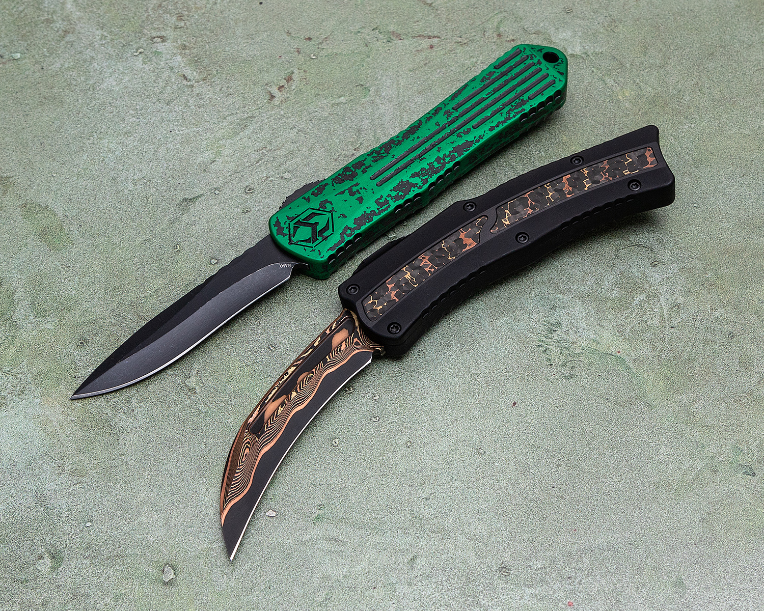 Heretic Knives USN GXIII Show Special Manticore E OTF AUTO Knife 3.05" Elmax Battleworn Black ...