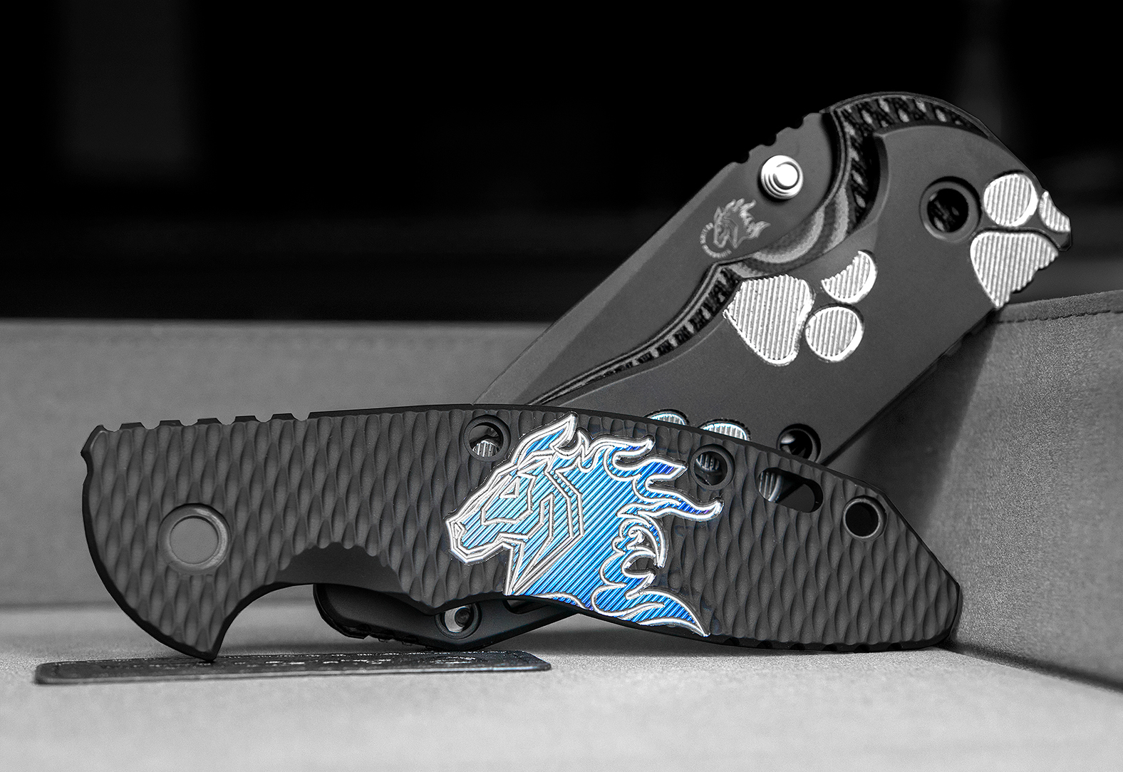 Rick Hinderer Knives DLC Double Engraved Titanium Scale for XM-18 3.5 ...