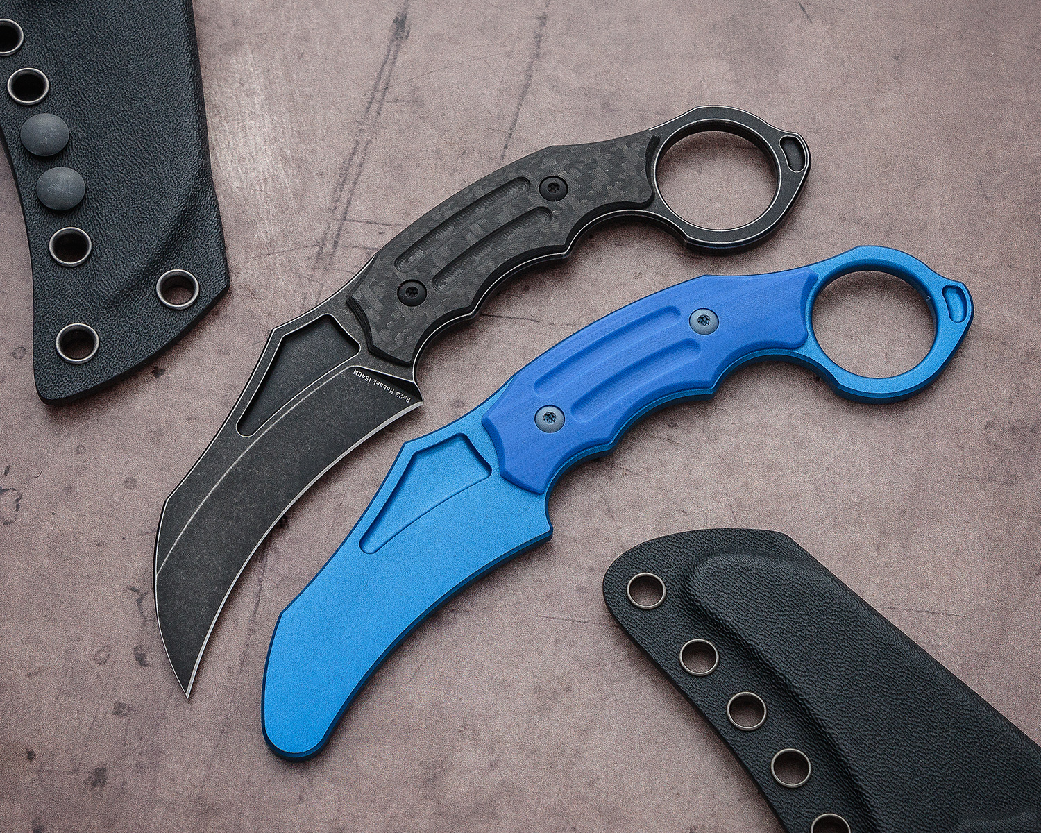 Jake Hoback Tusk Karambit Trainer 2.75" Blue Aluminum Unsharpened Blade ...