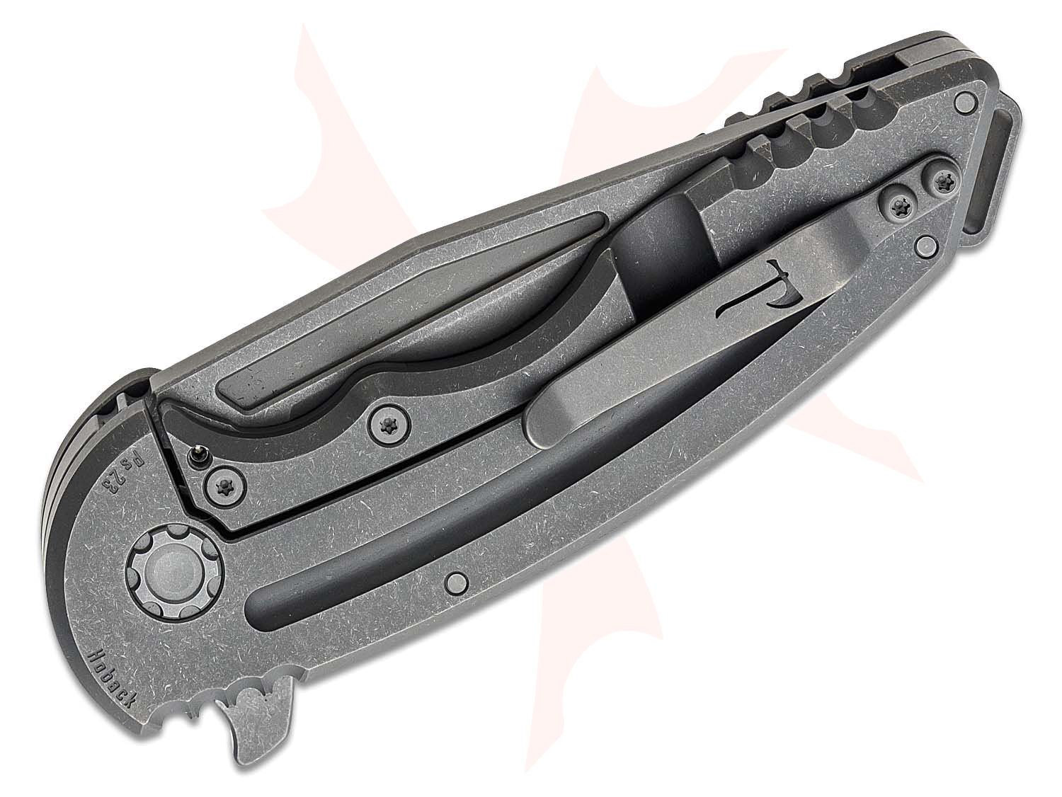 Jake Hoback Husky Flipper Knife 3.75" Nitro-V Stonewashed Blade and ...