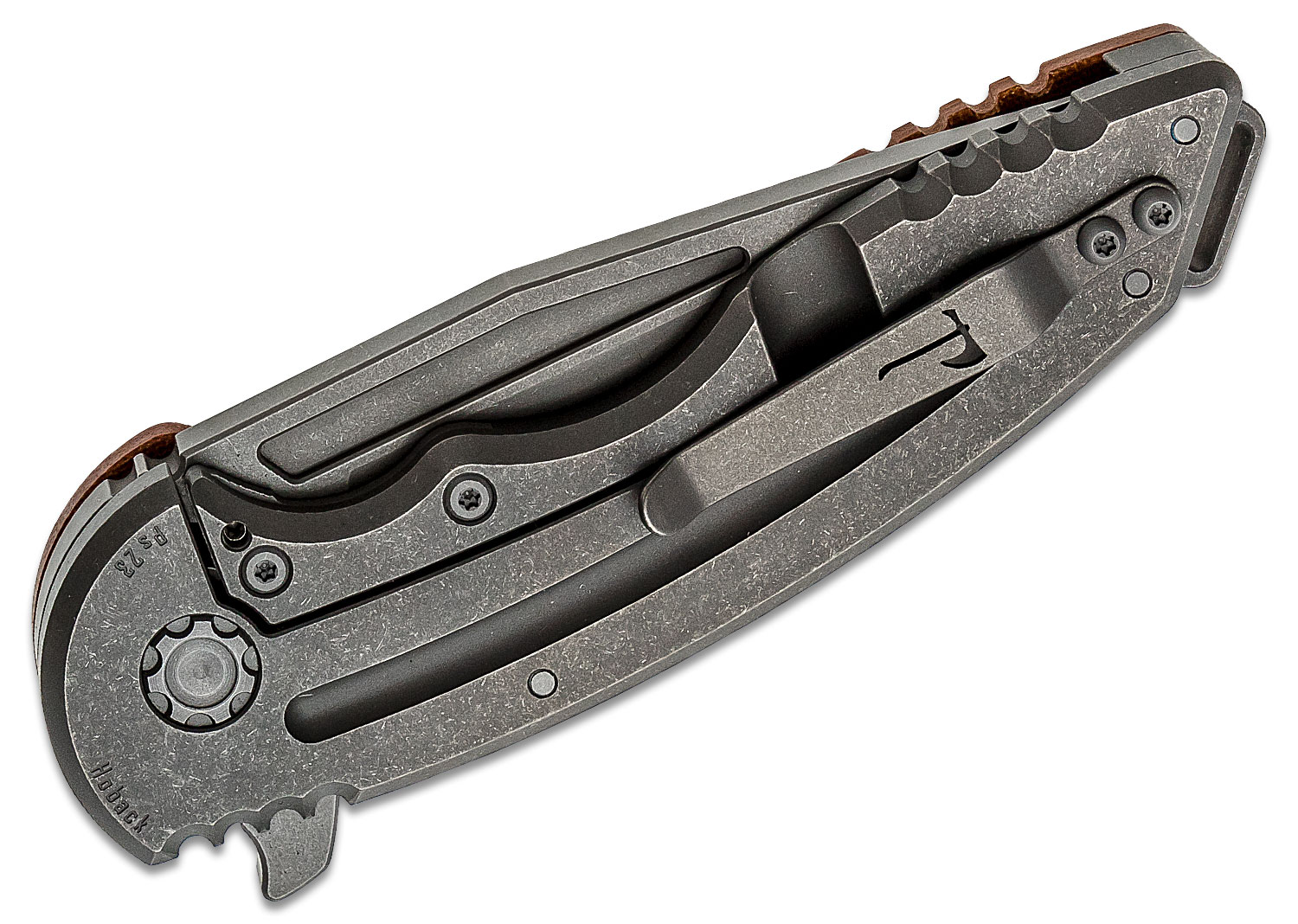 Jake Hoback Husky Flipper Knife 3.75" Nitro-V Stonewashed Blade, Milled ...