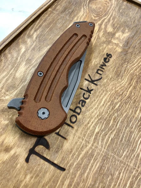 Jake Hoback Husky Flipper Knife 3.75" Nitro-V Stonewashed Blade, Milled ...