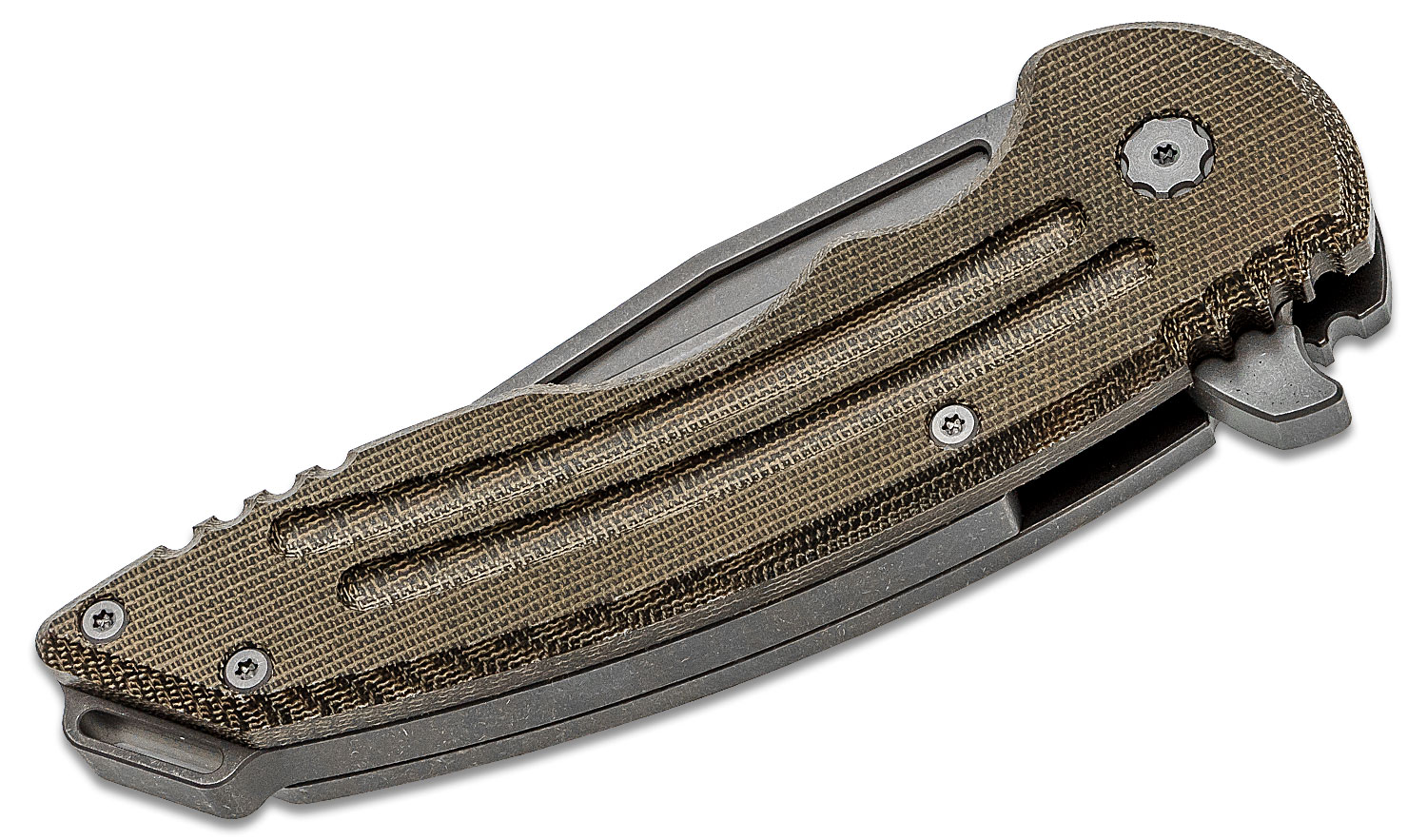 Jake Hoback Husky Flipper Knife 3.75" Nitro-V Stonewashed Blade, Milled ...