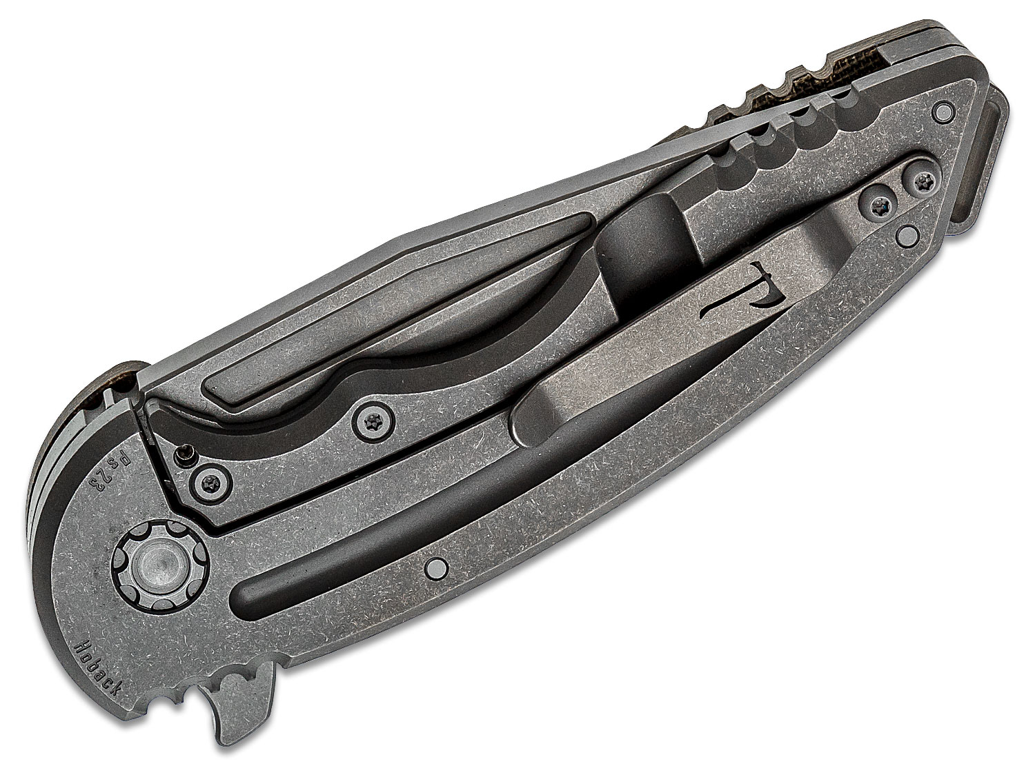 Jake Hoback Husky Flipper Knife 3.75" Nitro-V Stonewashed Blade, Milled ...