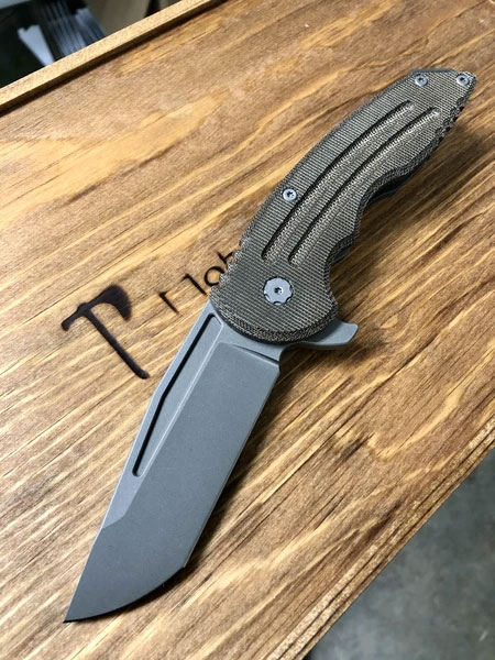 Jake Hoback Husky Flipper Knife 3.75" Nitro-V Stonewashed Blade, Milled ...