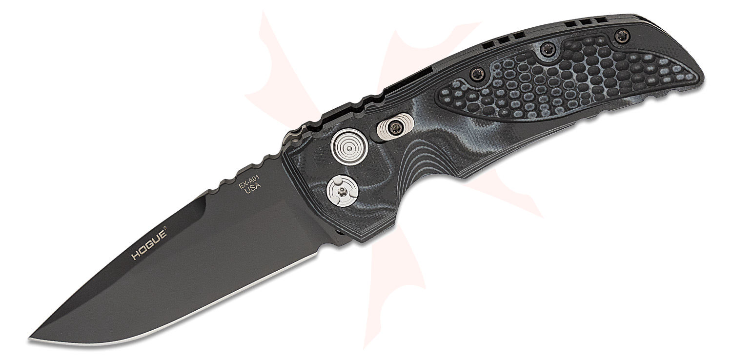 Hogue EX-A01 Elishewitz Design AUTO Folding Knife 3.5" Black Drop Point ...