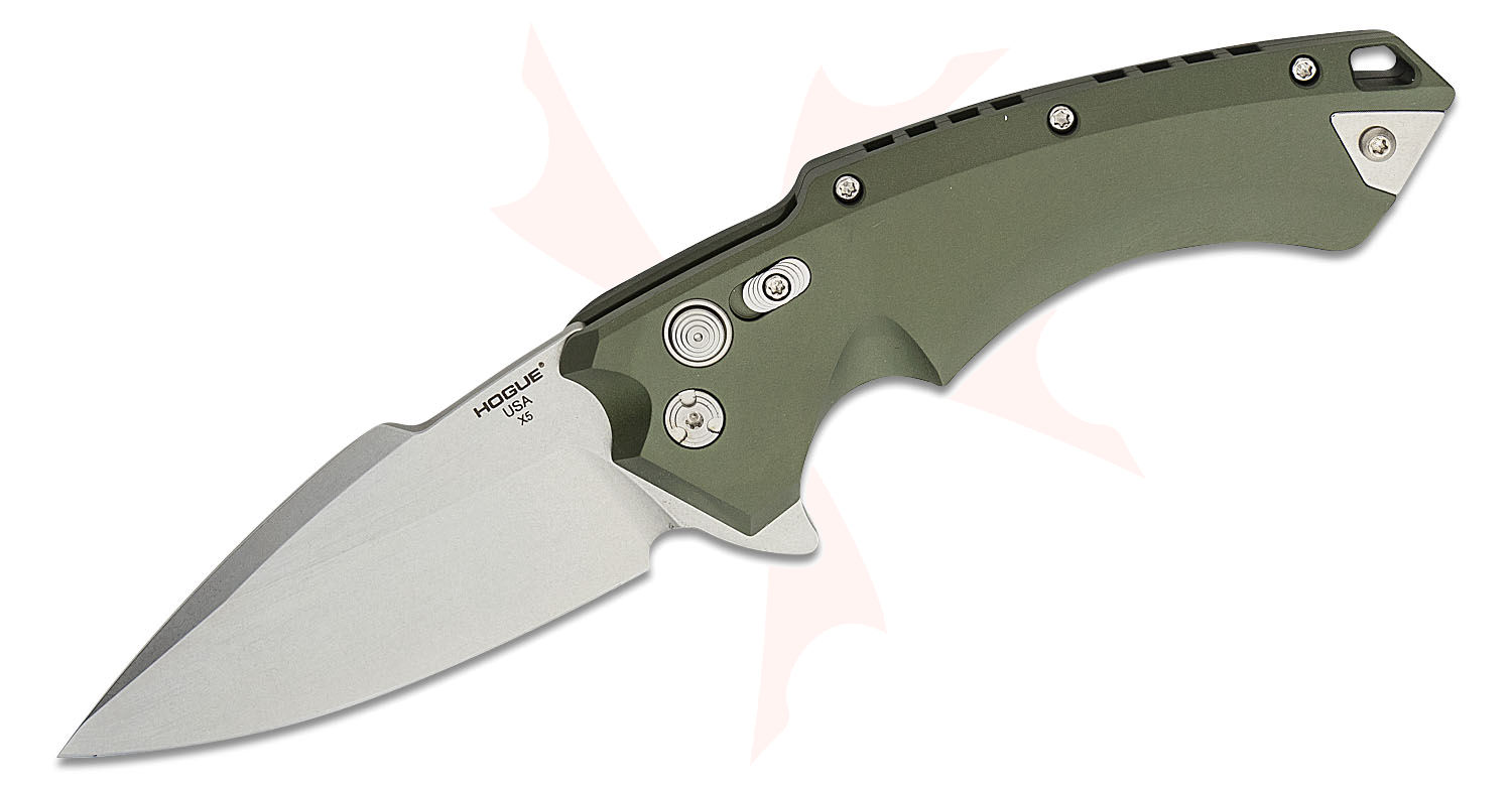 Hogue X5 Flipper Knife 4" CPM-154 Stonewashed Spear Point Blade, OD ...