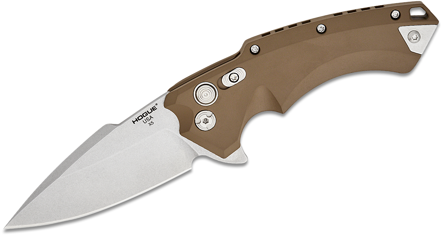 Hogue X5 Flipper 3.5" CPM-154 Stonewashed Spear Point Blade, Flat Dark ...