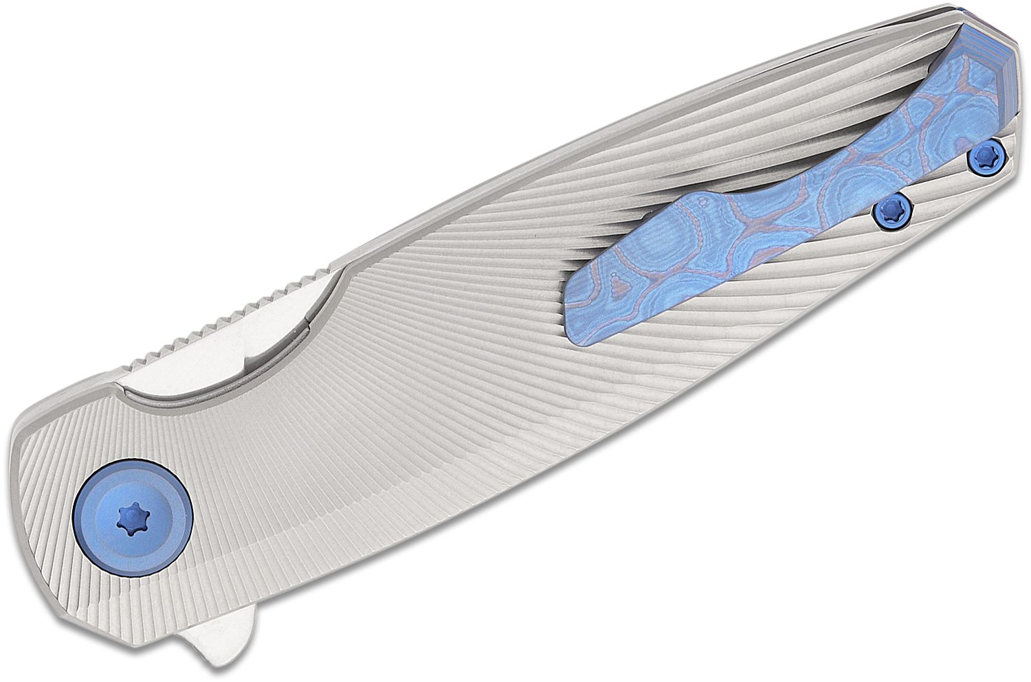 Holt Bladeworks Custom Morpheus #1342 Flipper Knife 3.24" CPM-MagnaCut Polished Stonewashed Drop ...