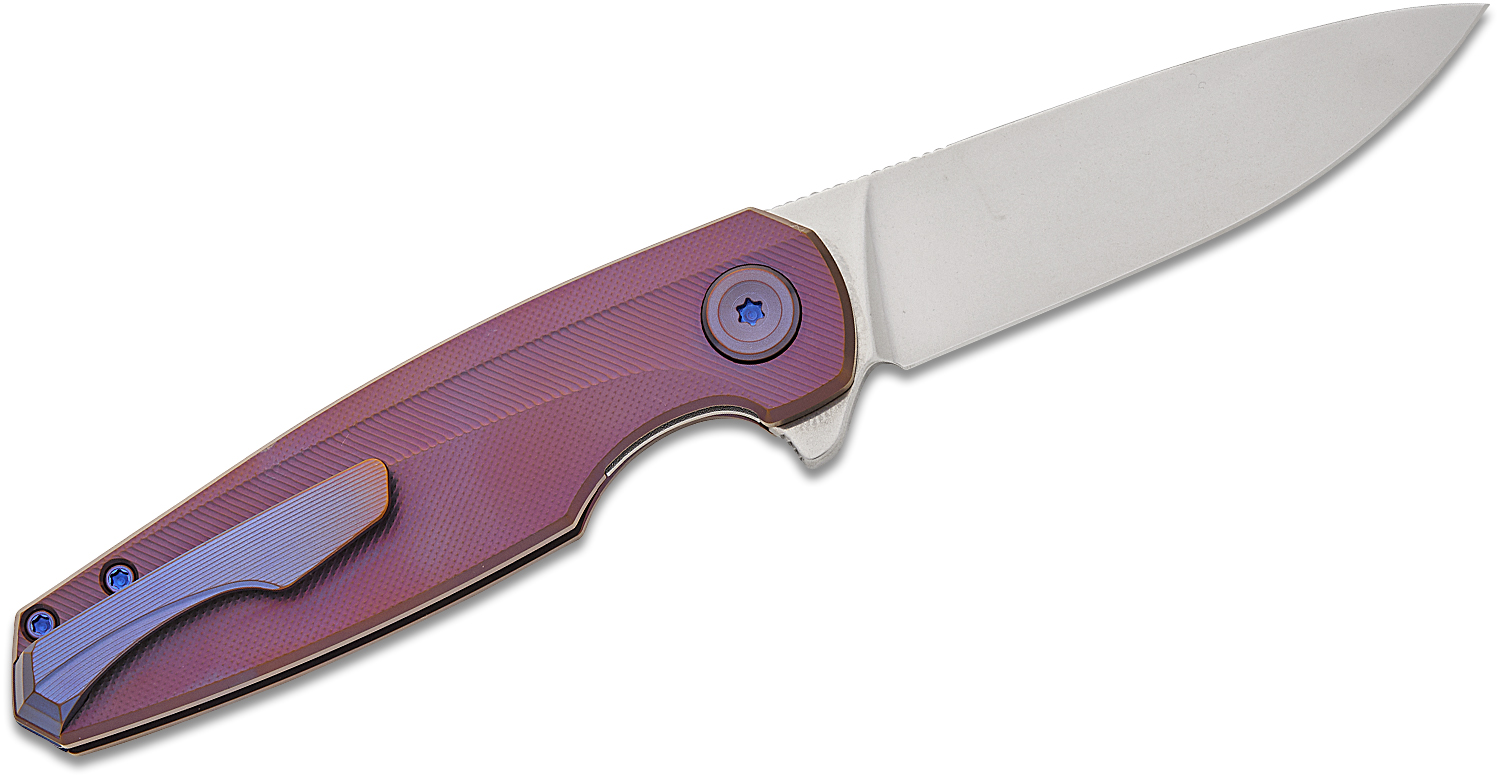 Holt Bladeworks Custom Morpheus #1476 Flipper Knife 3.24" CPM-MagnaCut Polished Stonewashed Drop ...