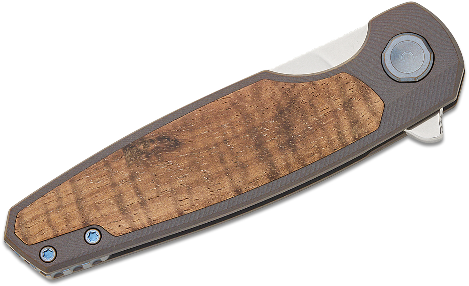 Holt Bladeworks Custom Morpheus #1554 Flipper Knife 3.24" M390 Polished Drop Point Blade, Gray ...