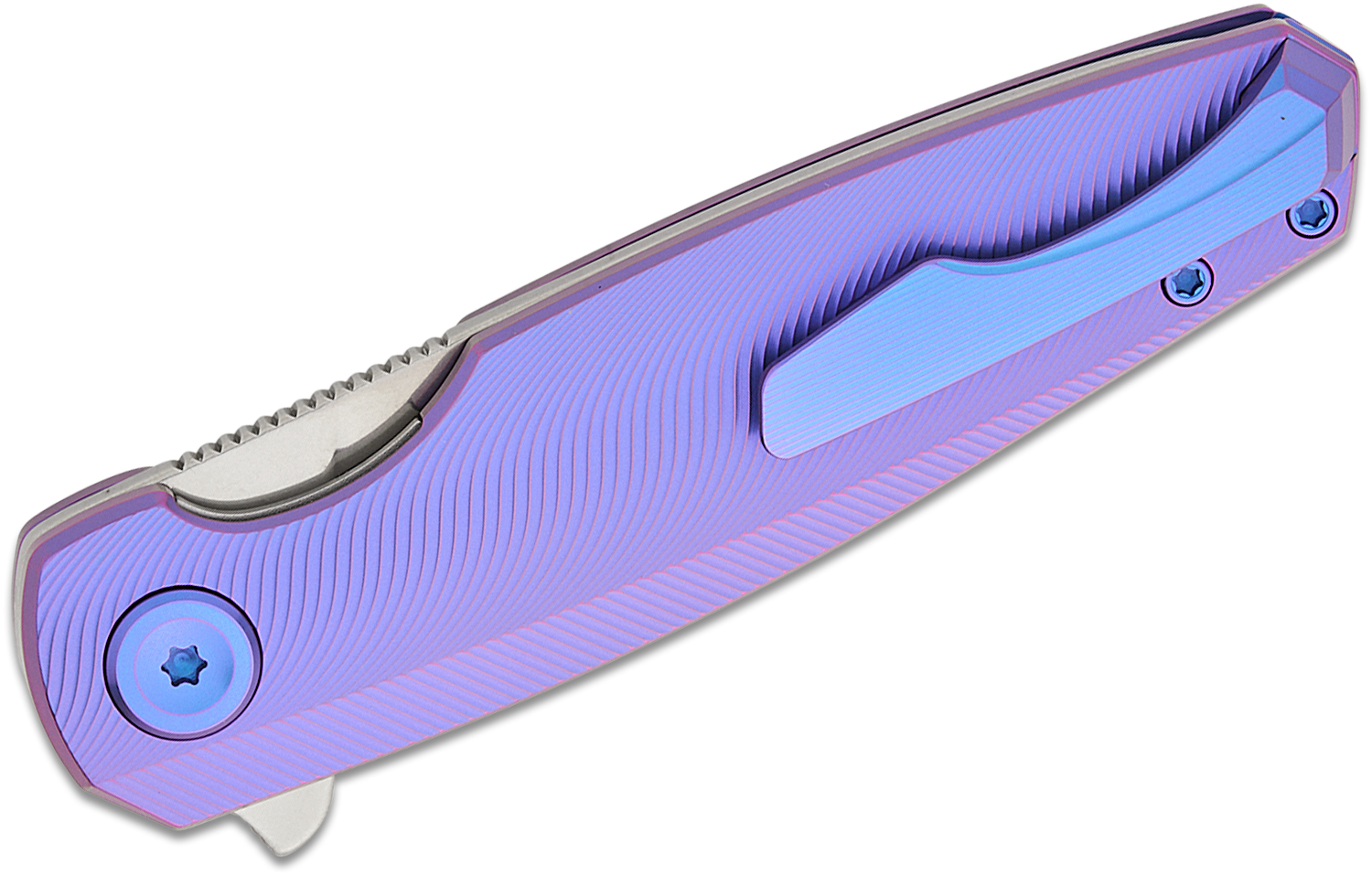 Holt Bladeworks Custom Morpheus #1575 Flipper Knife 3.24" M390 Polished Stonewashed Drop Point ...