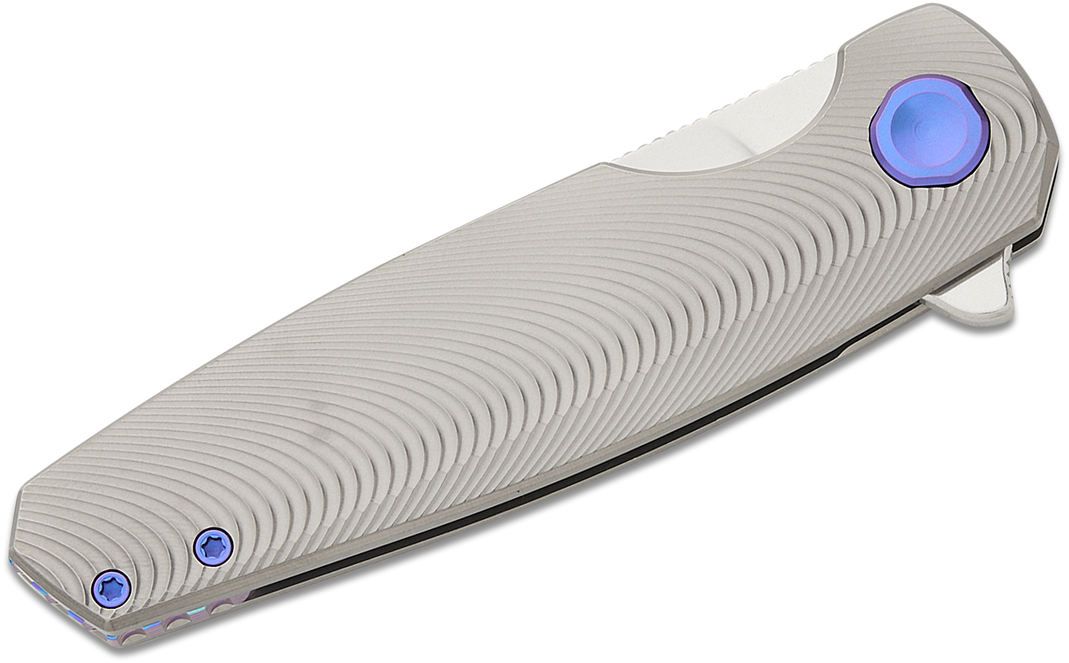 Holt Bladeworks Custom Morpheus #1599 Flipper Knife 3.24" M390 Polished Stonewashed Drop Point ...