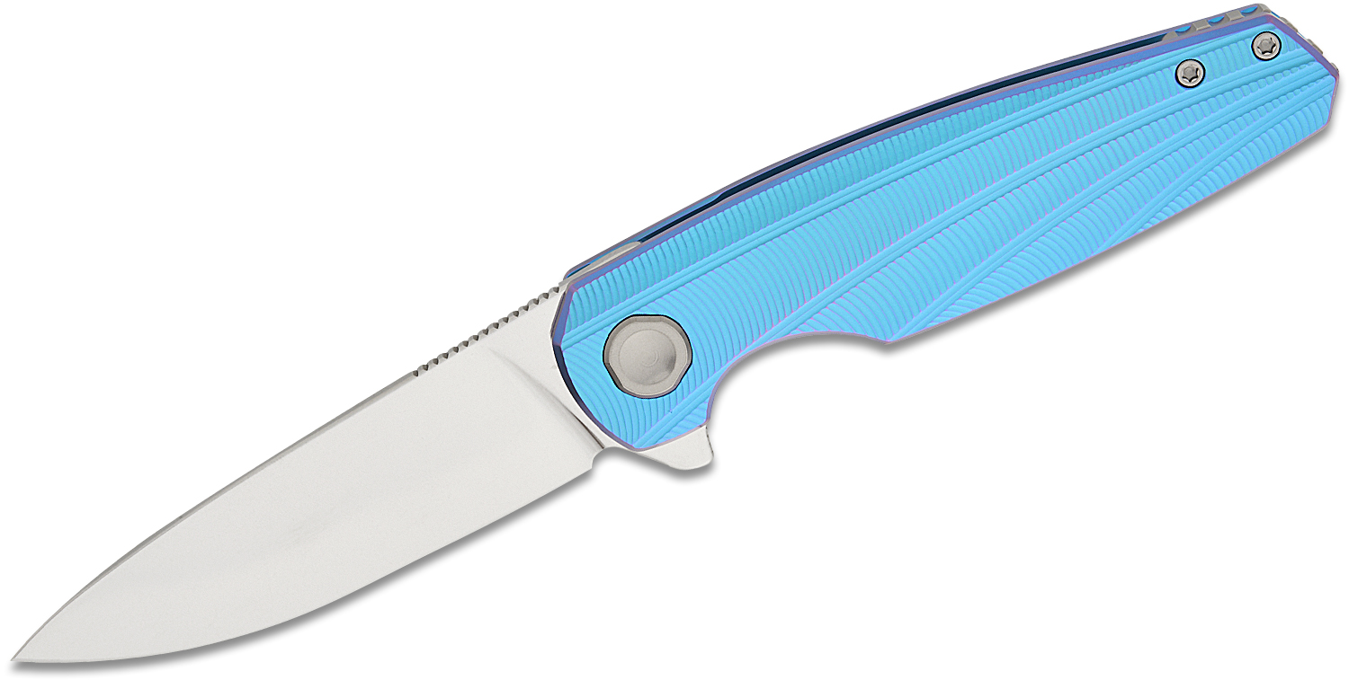 Holt Bladeworks Custom Morpheus #1631 Flipper Knife 3.24" M390 Polished Stonewashed Drop Point ...