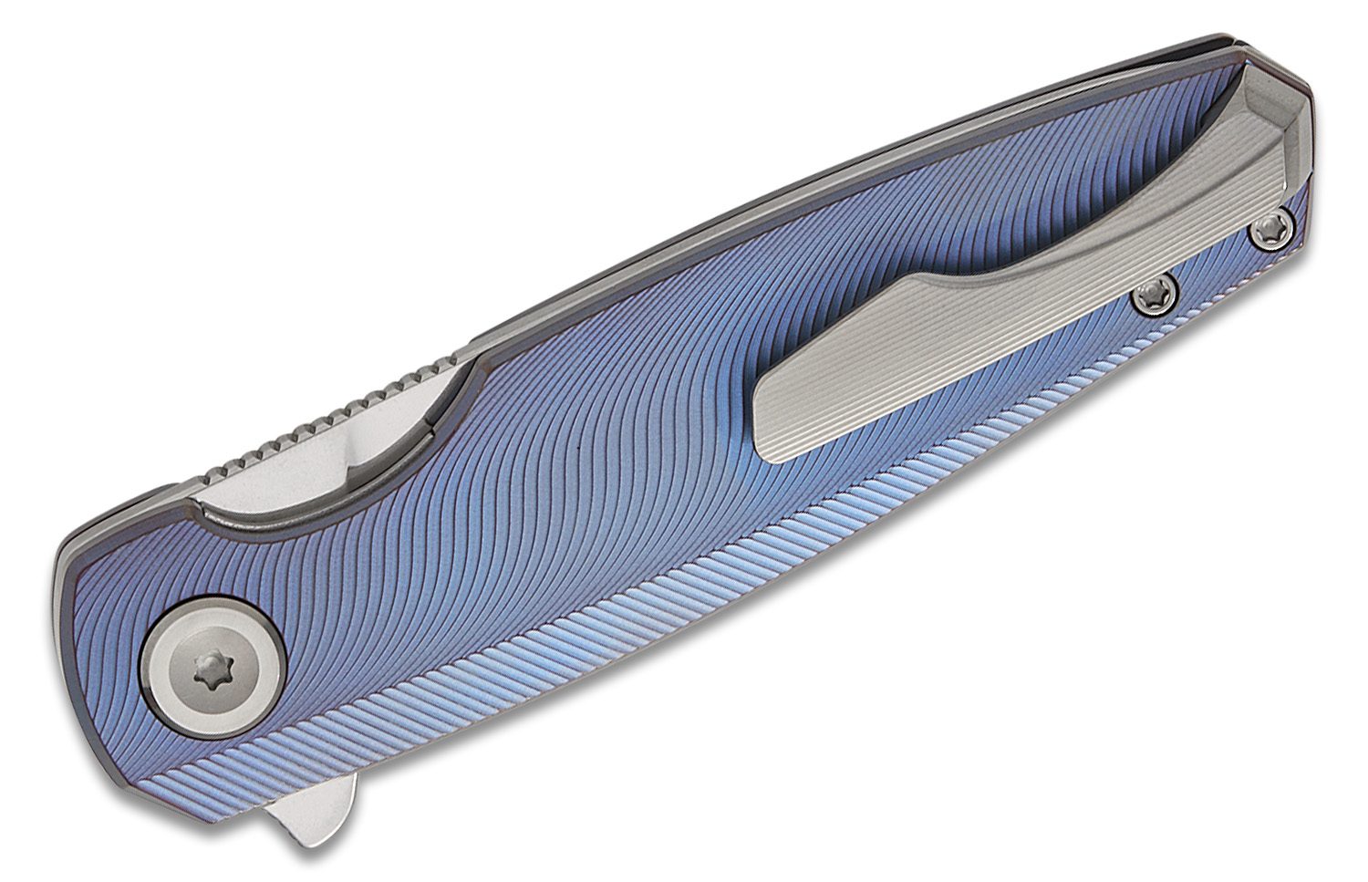 Holt Bladeworks Custom Morpheus #1655 Flipper Knife 3.24" M390 Polished Stonewashed Drop Point ...