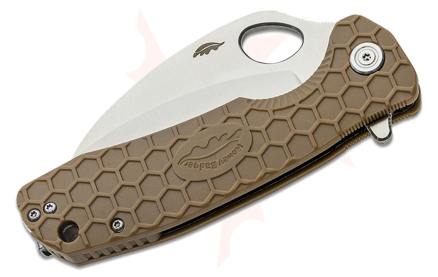 Honey Badger HB1112 Large Flipper Knife 3.38" Satin Serrated Claw Blade ...