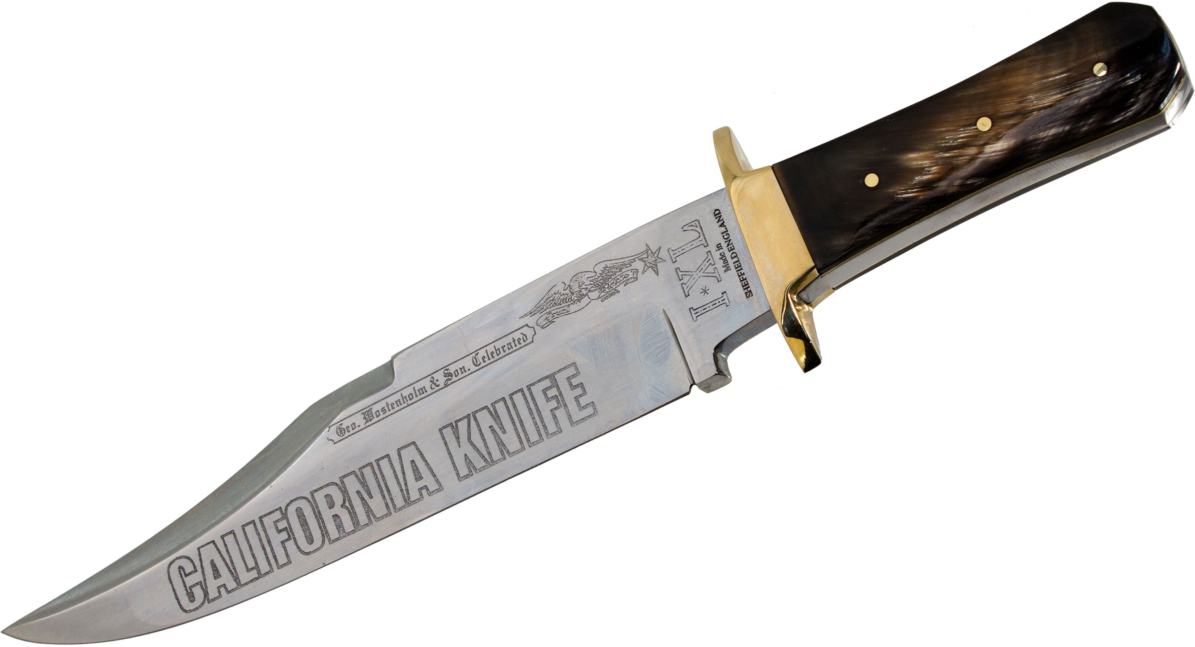 IXL Wostenholm Classic California Bowie 10" Etched Blade, Buffalo Horn ...