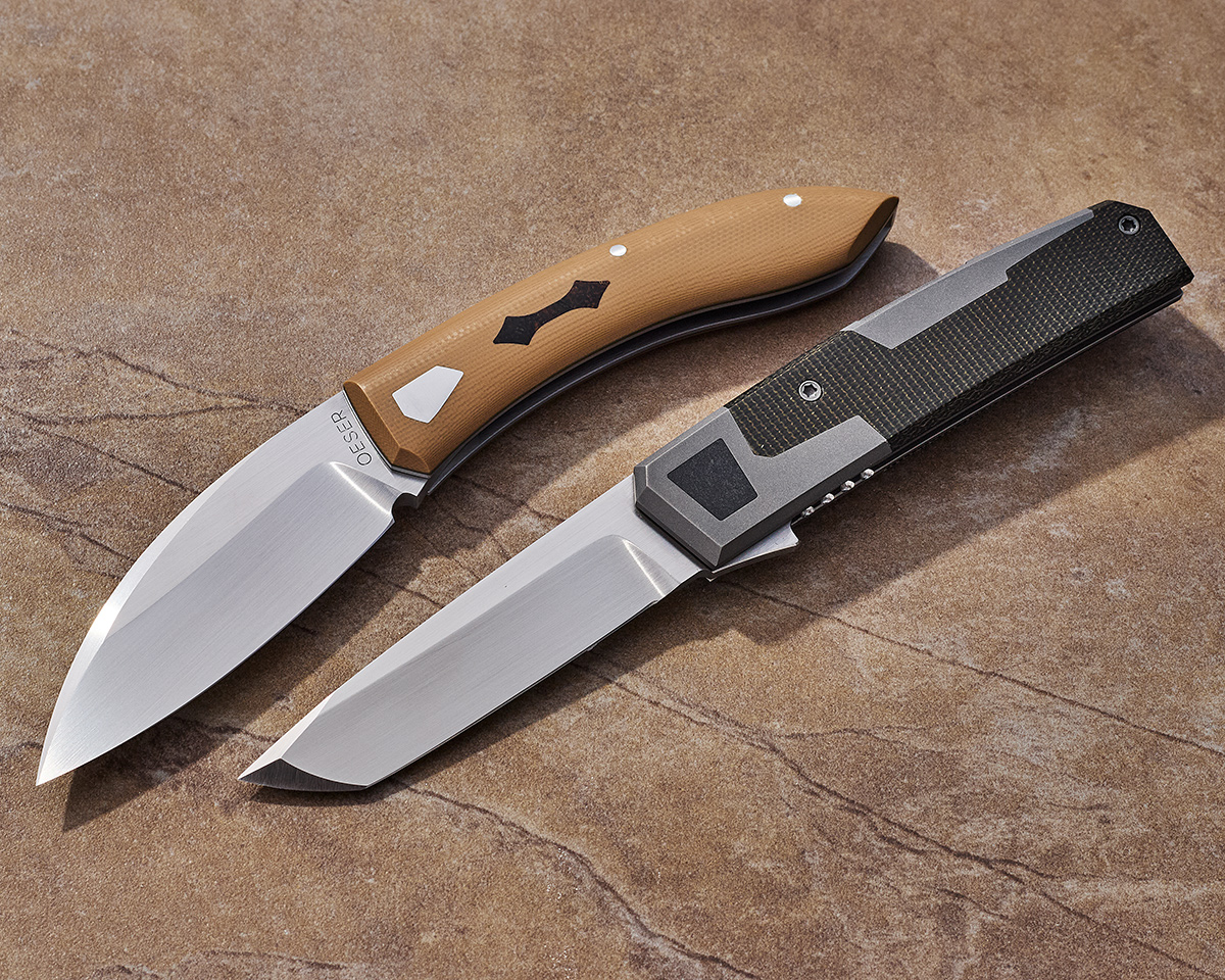 Jared Oeser Custom Tengu Flipper Knife 2.81" CPM-MagnaCut Hand Rubbed ...
