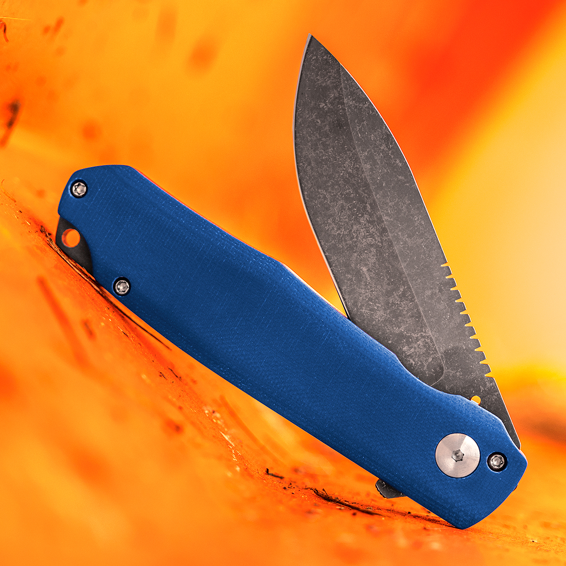 Jesse Jarosz Custom Flare Flipper Knife 3.375" AEB-L Recurve Blade ...