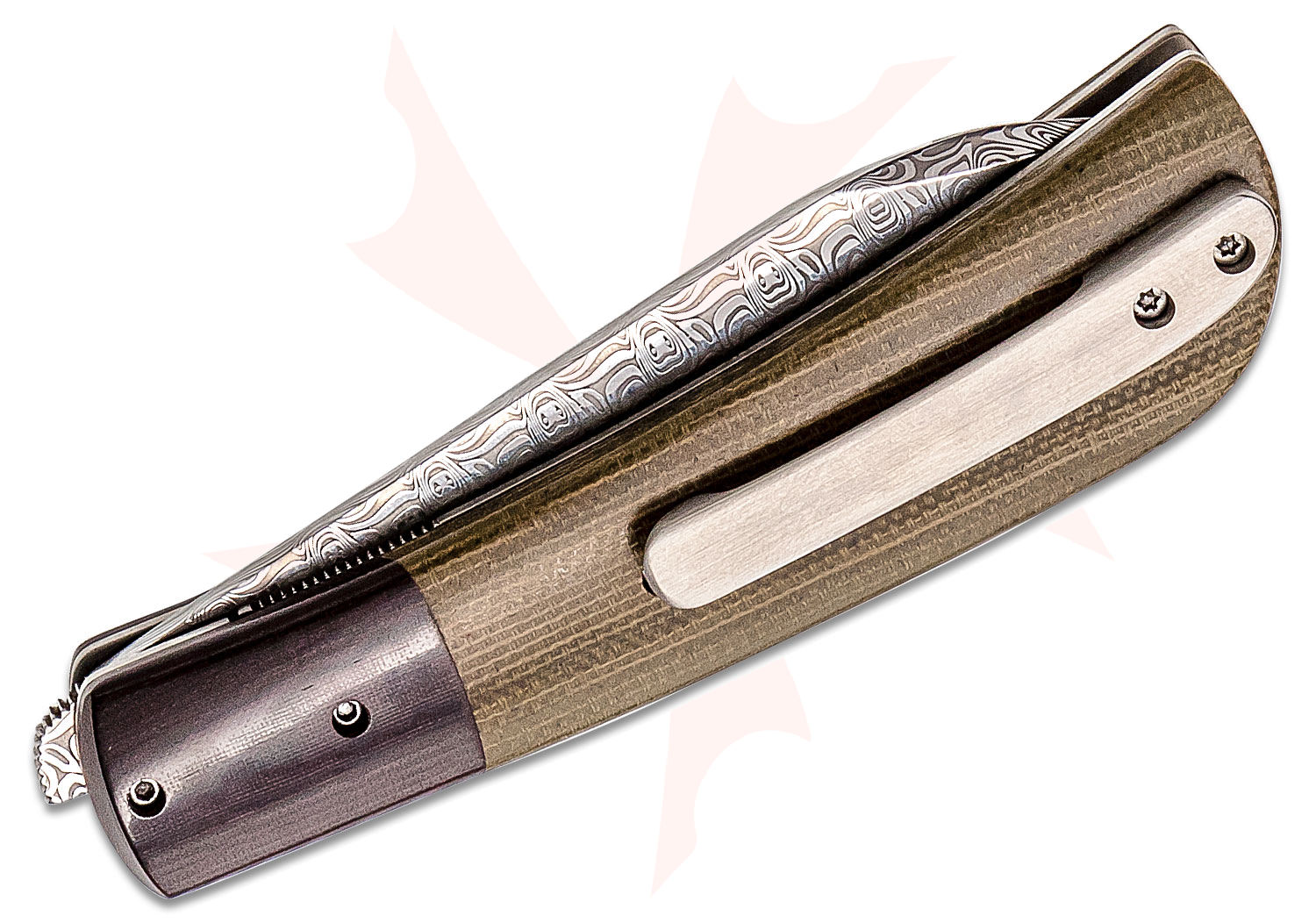 Jason Clark Custom Zulu Front Flipper Knife 3" Ladder Damasteel Pen ...