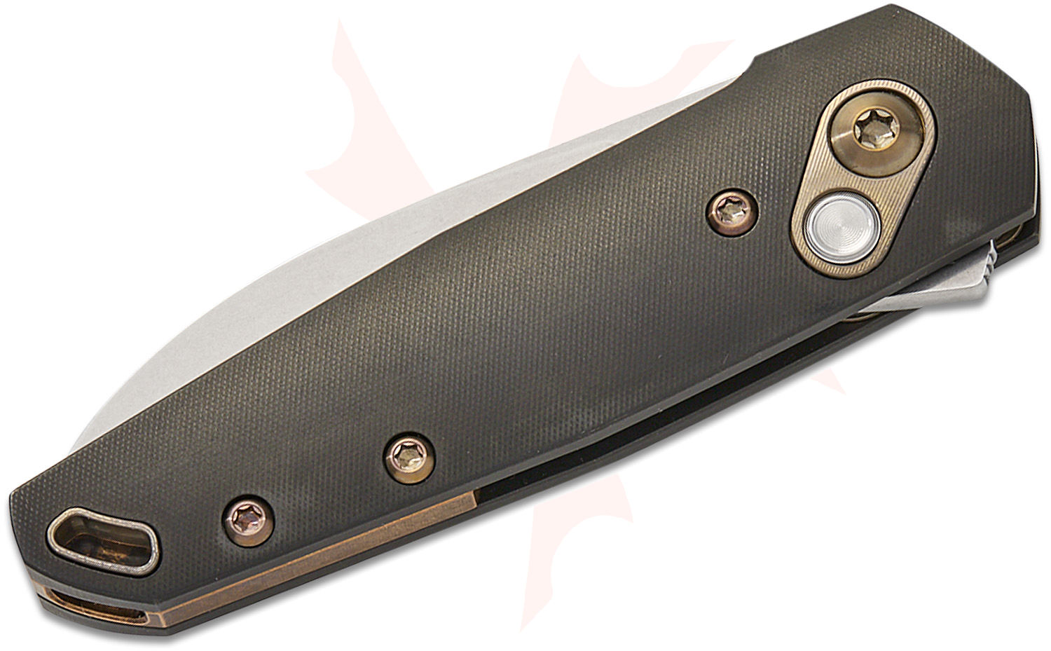 Anso of Denmark AROS Button Lock Flipper Knife 2.5" RWL-34 Stonewashed ...