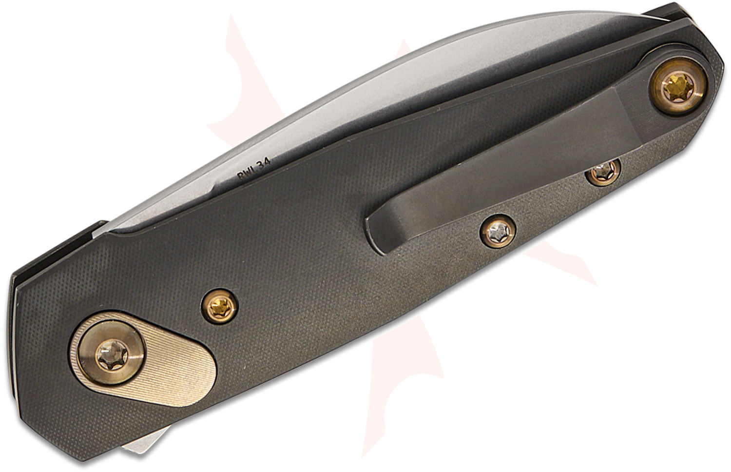 Anso of Denmark AROS Button Lock Flipper Knife 2.5" RWL-34 Stonewashed ...