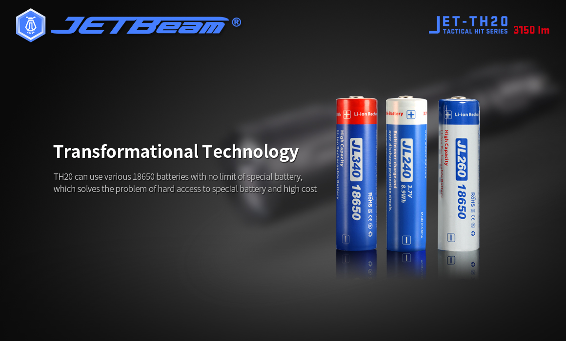 JETBeam TH20 Tactical LED Flashlight, 3150 Max Lumens - KnifeCenter ...