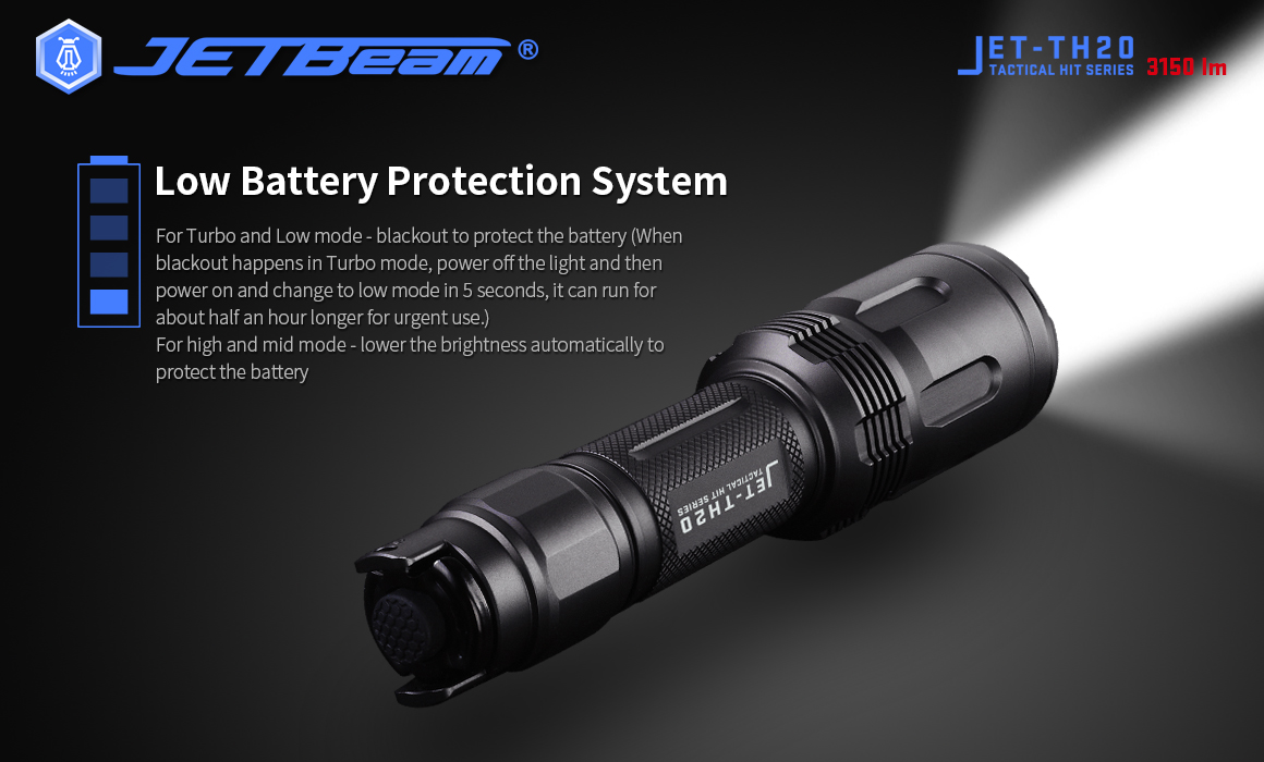 JETBeam TH20 Tactical LED Flashlight, 3150 Max Lumens - KnifeCenter ...
