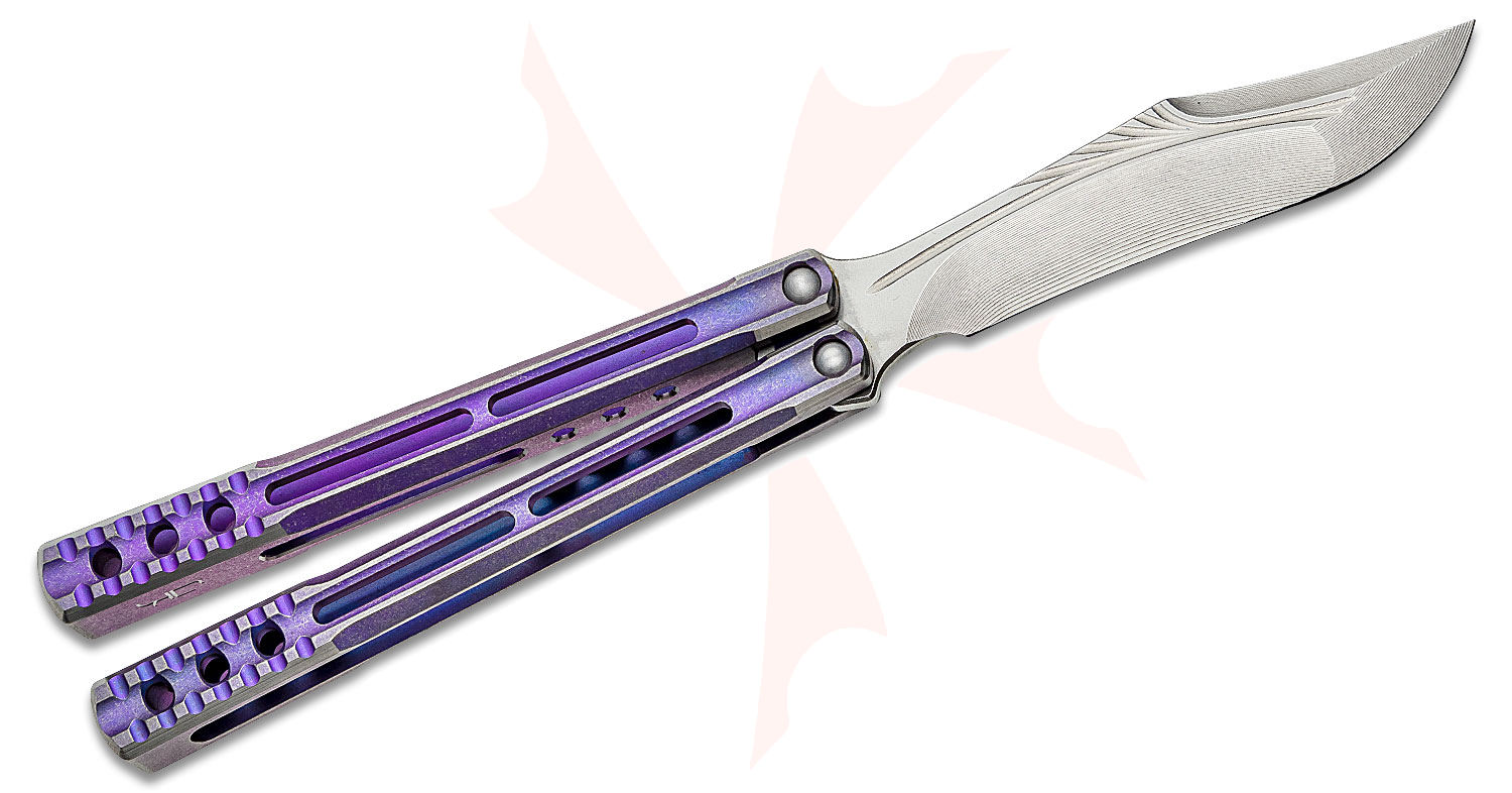 JK Designs Custom Orca #076 Butterfly Knife 4.5" S35VN Low Polished Art ...