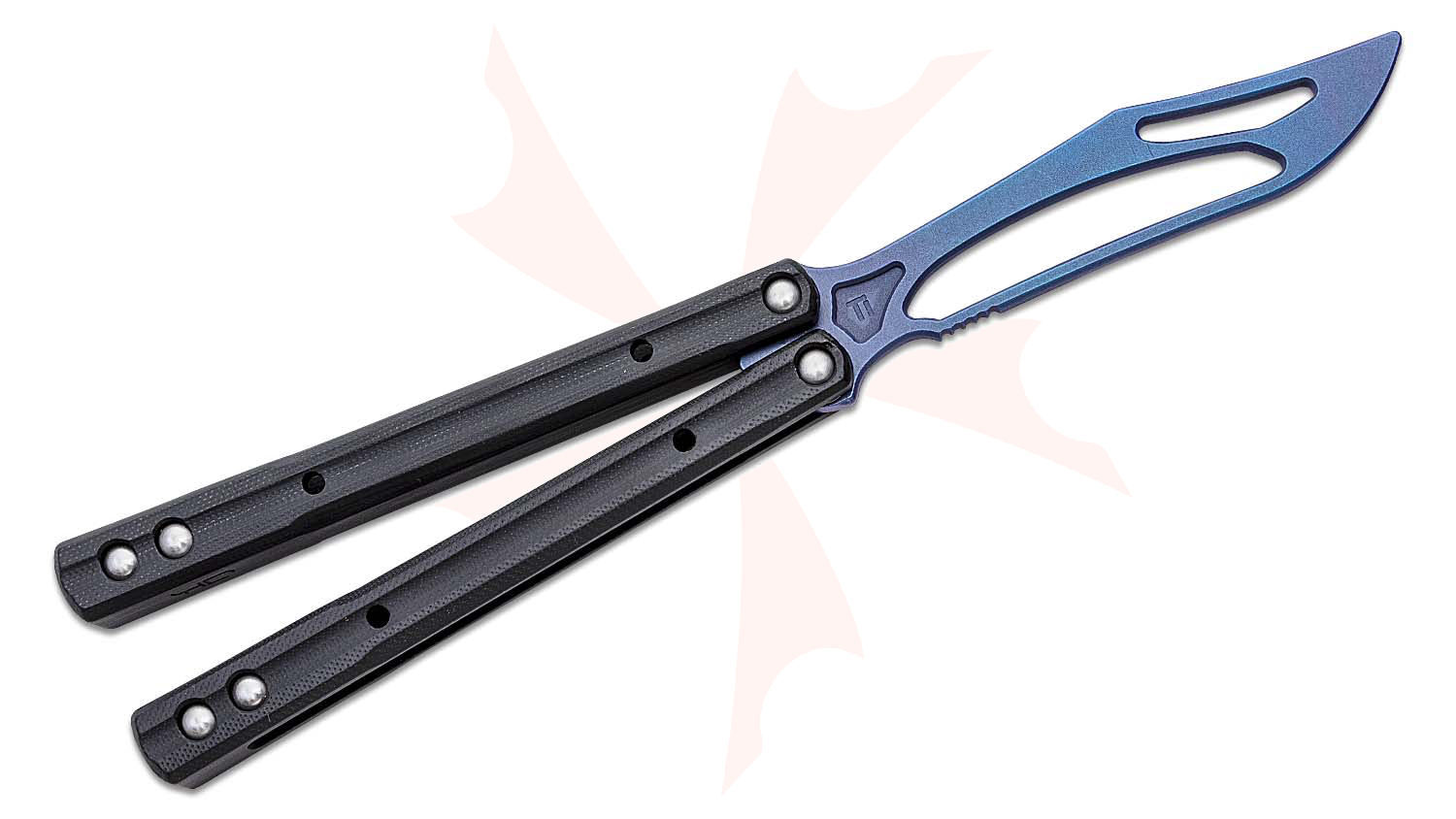 JK Designs Custom Orca Trainer Butterfly Knife 4.375" Blue Titanium ...