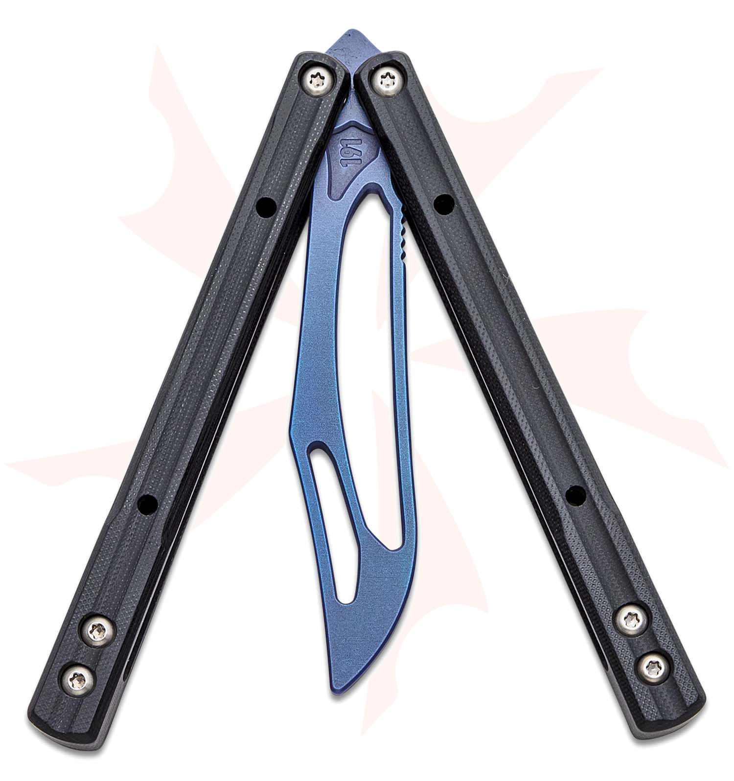JK Designs Custom Orca Trainer Butterfly Knife 4.375" Blue Titanium ...