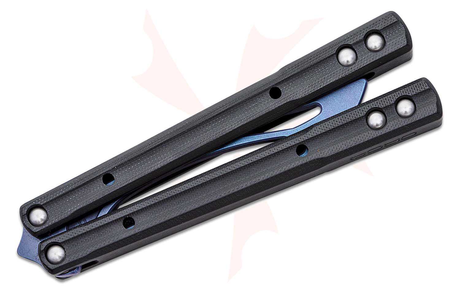 JK Designs Custom Orca Trainer Butterfly Knife 4.375" Blue Titanium ...