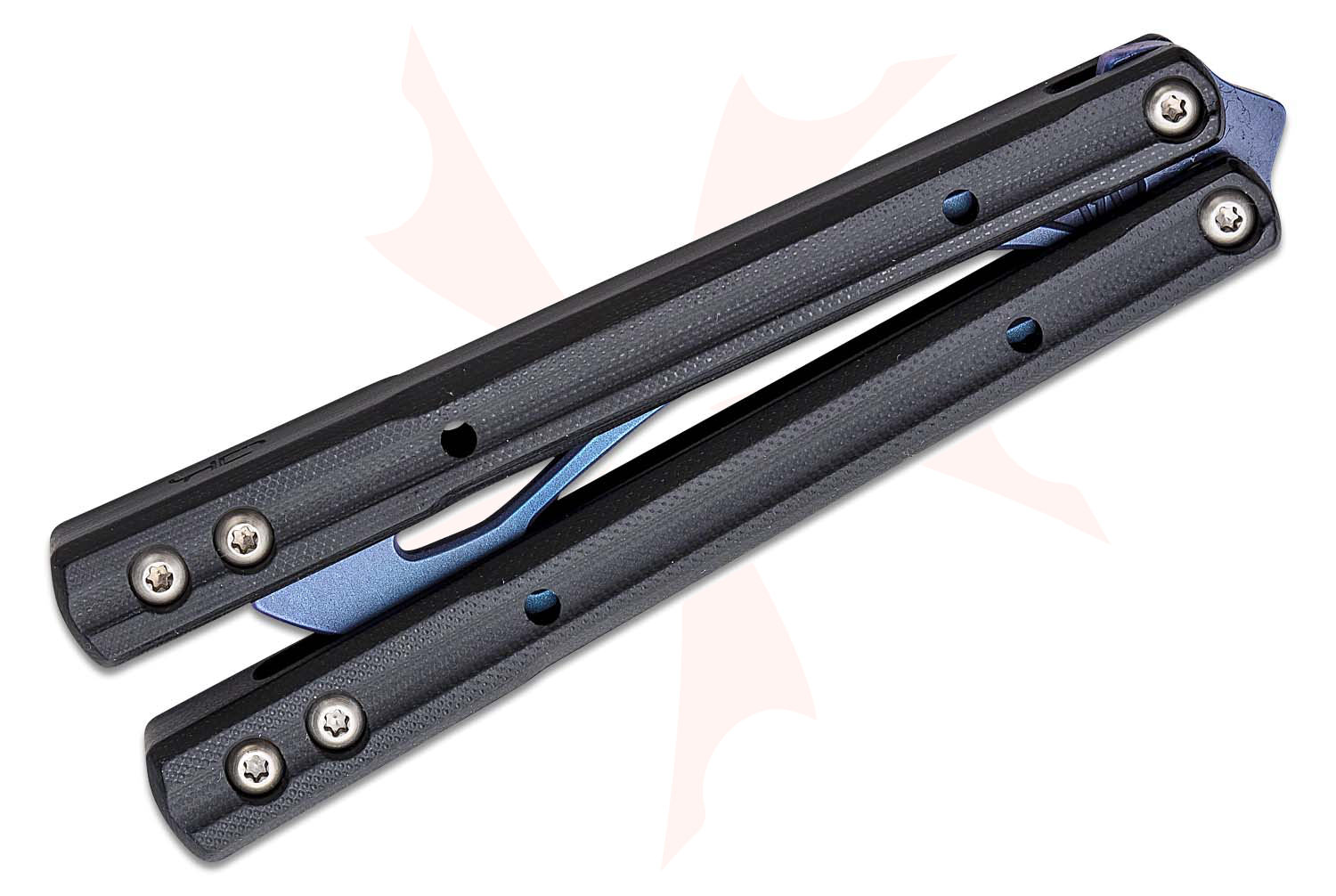 JK Designs Custom Orca Trainer Butterfly Knife 4.375" Blue Titanium ...