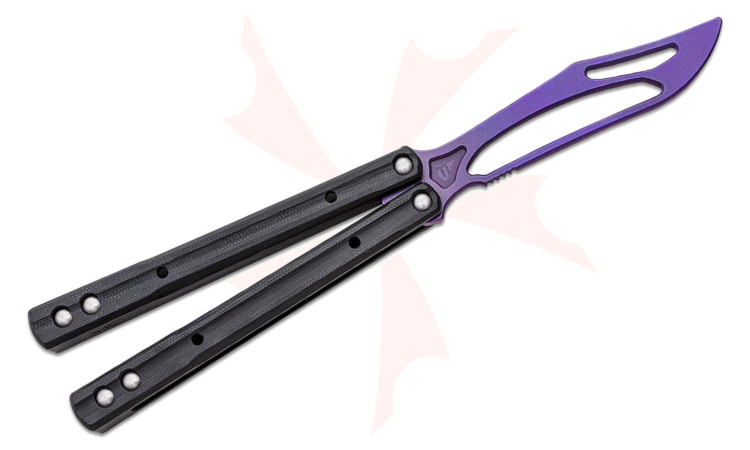 JK Designs Custom Orca Trainer Butterfly Knife 4.375" Purple Titanium ...