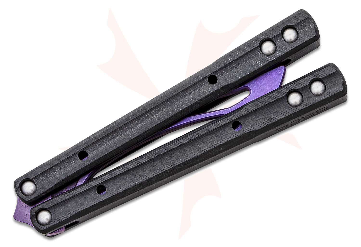JK Designs Custom Orca Trainer Butterfly Knife 4.375" Purple Titanium ...