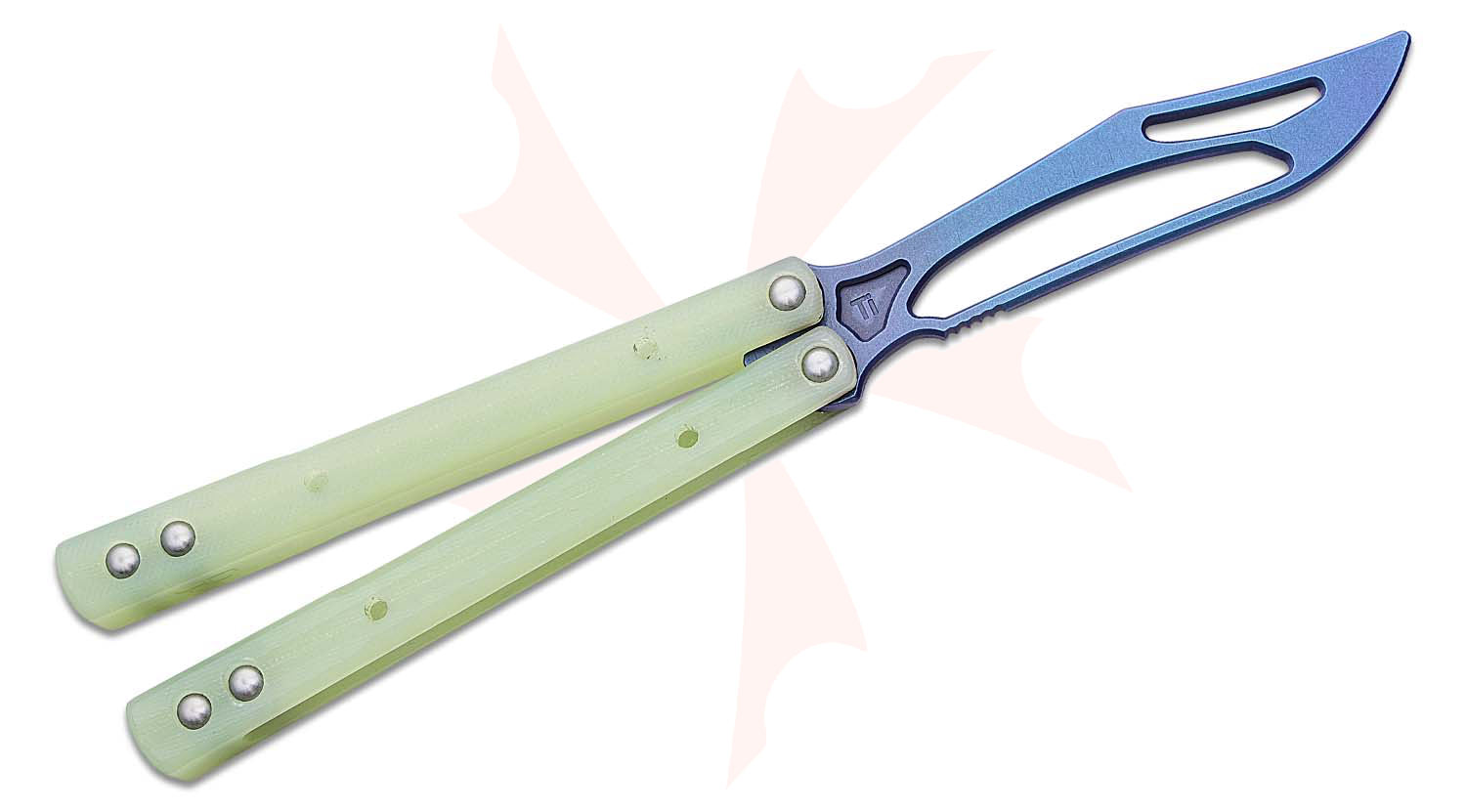 JK Designs Custom Orca Trainer Butterfly Knife 4.375" Blue Titanium ...