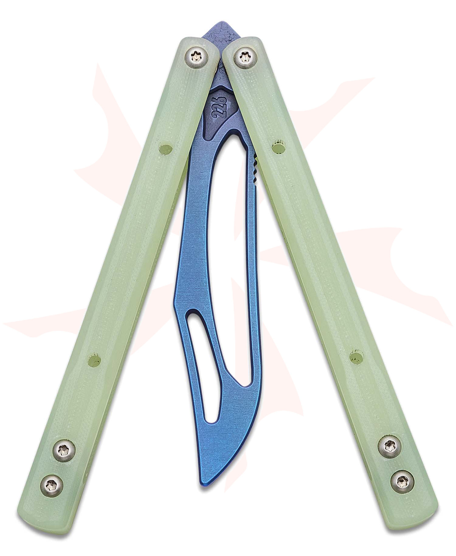 JK Designs Custom Orca Trainer Butterfly Knife 4.375" Blue Titanium ...