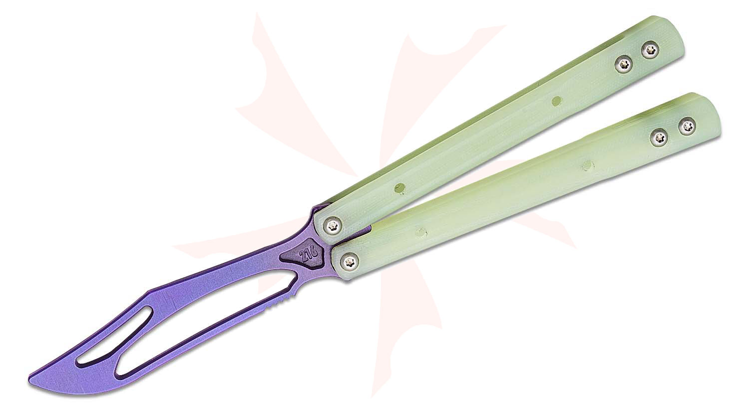 JK Designs Custom Orca Trainer Butterfly Knife 4.375" Purple Titanium ...