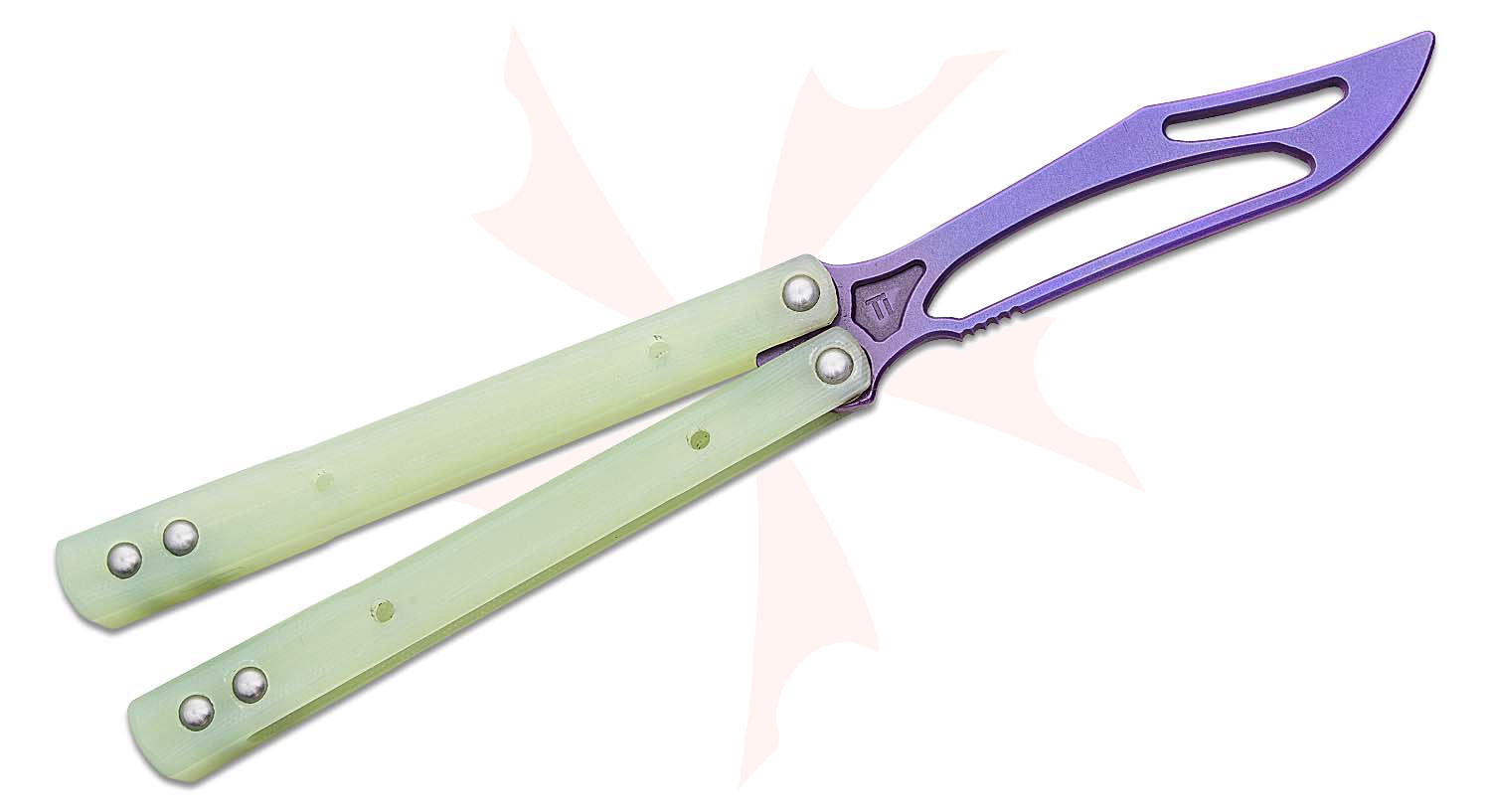 JK Designs Custom Orca Trainer Butterfly Knife 4.375" Purple Titanium ...
