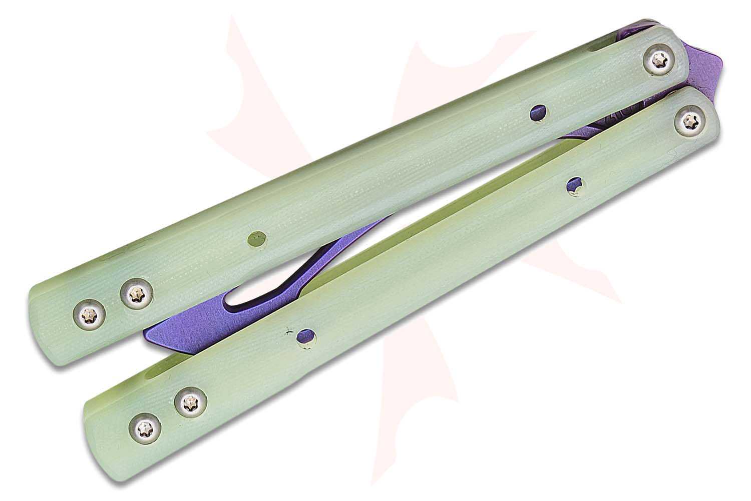 JK Designs Custom Orca Trainer Butterfly Knife 4.375" Purple Titanium ...