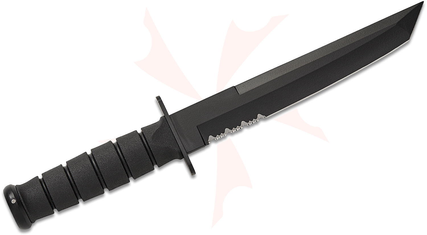 KA-BAR 1245 Tanto Fighting Knife 8" Combo Blade, Kraton G Handle, Glass ...