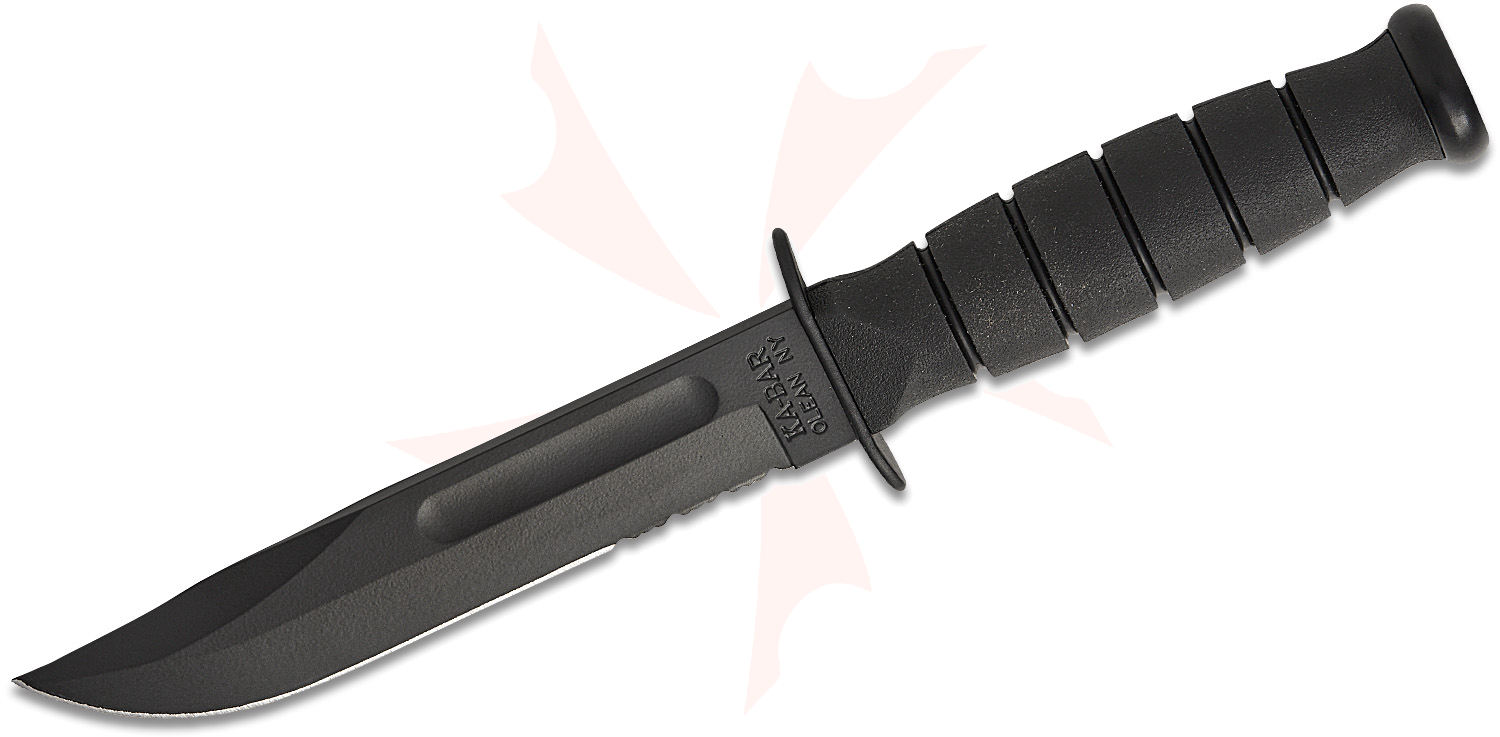 KA-BAR 1257 Short Fighting Knife Fixed Blade 5.25" 1095 Black Combo ...